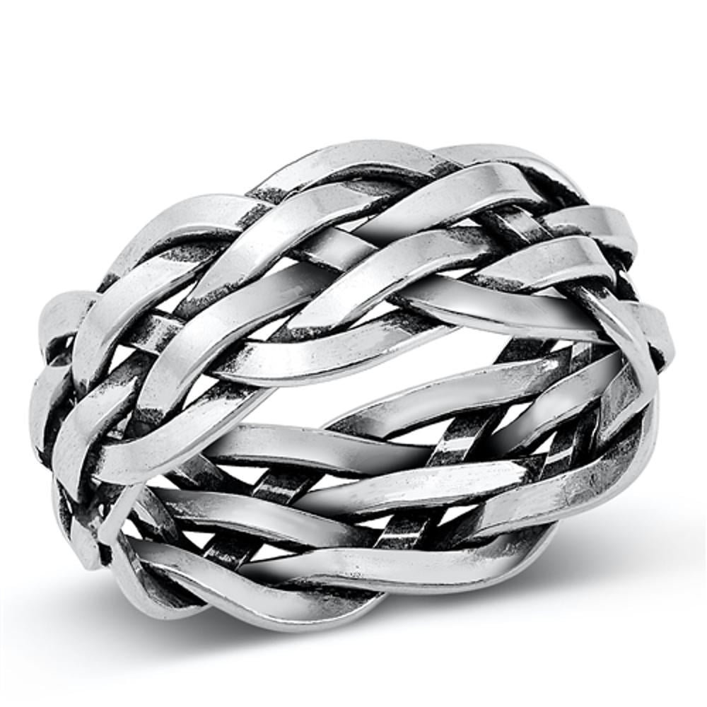 Sterling Silver Basket Weave Ring 925 Thumb Band Jewelry Female Male Unisex Size 7 - Walmart.com