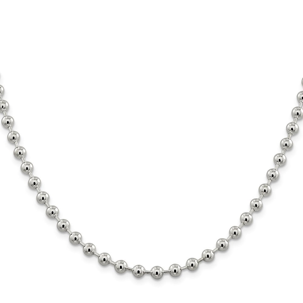 Sterling Silver Bead Chain Necklace - 21.4 Grams - 20 Inch - 5mm ...