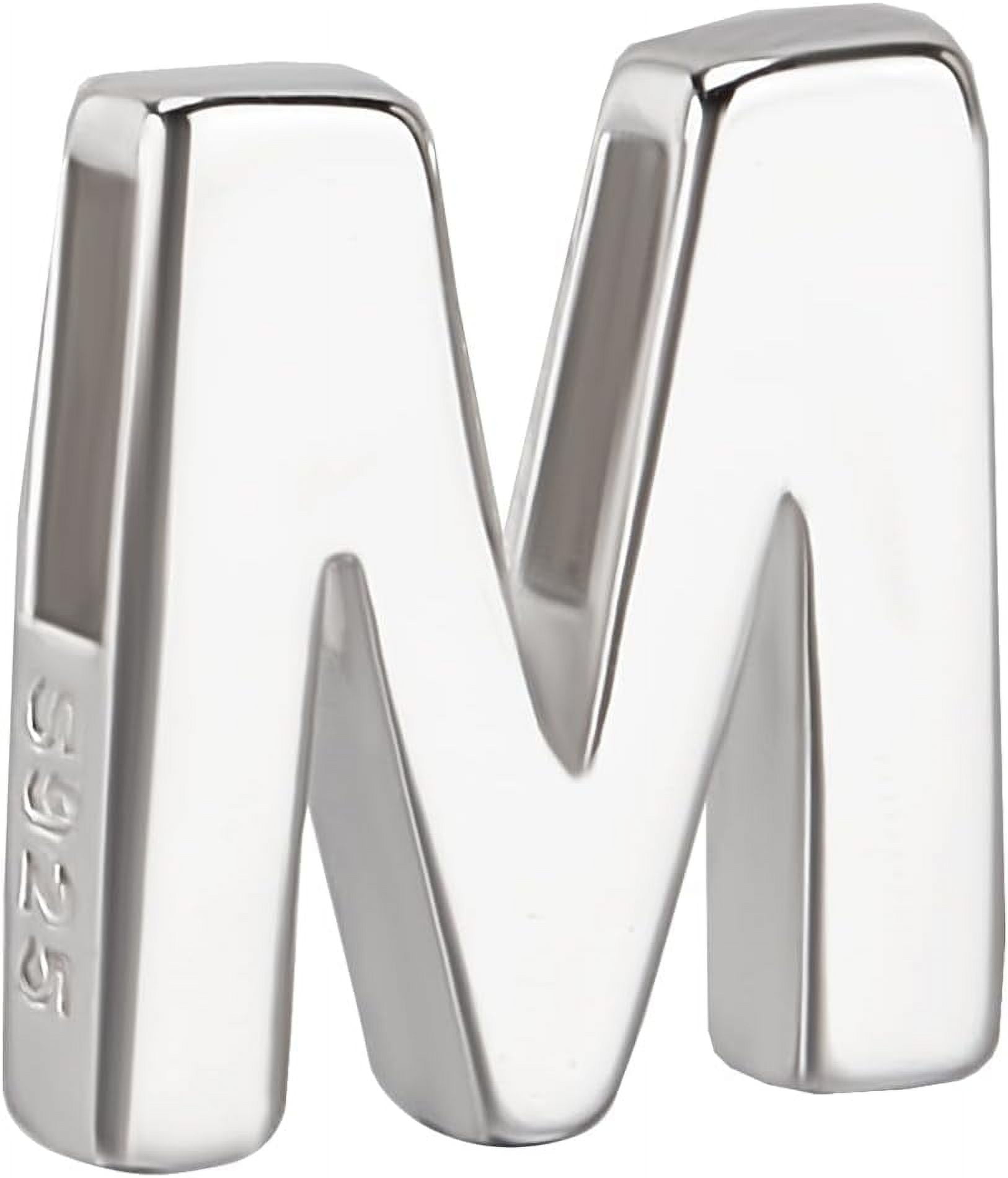 Sterling Silver Beads with S925 Stamp Letter A~Z Letter M 9x9mm Hole ...