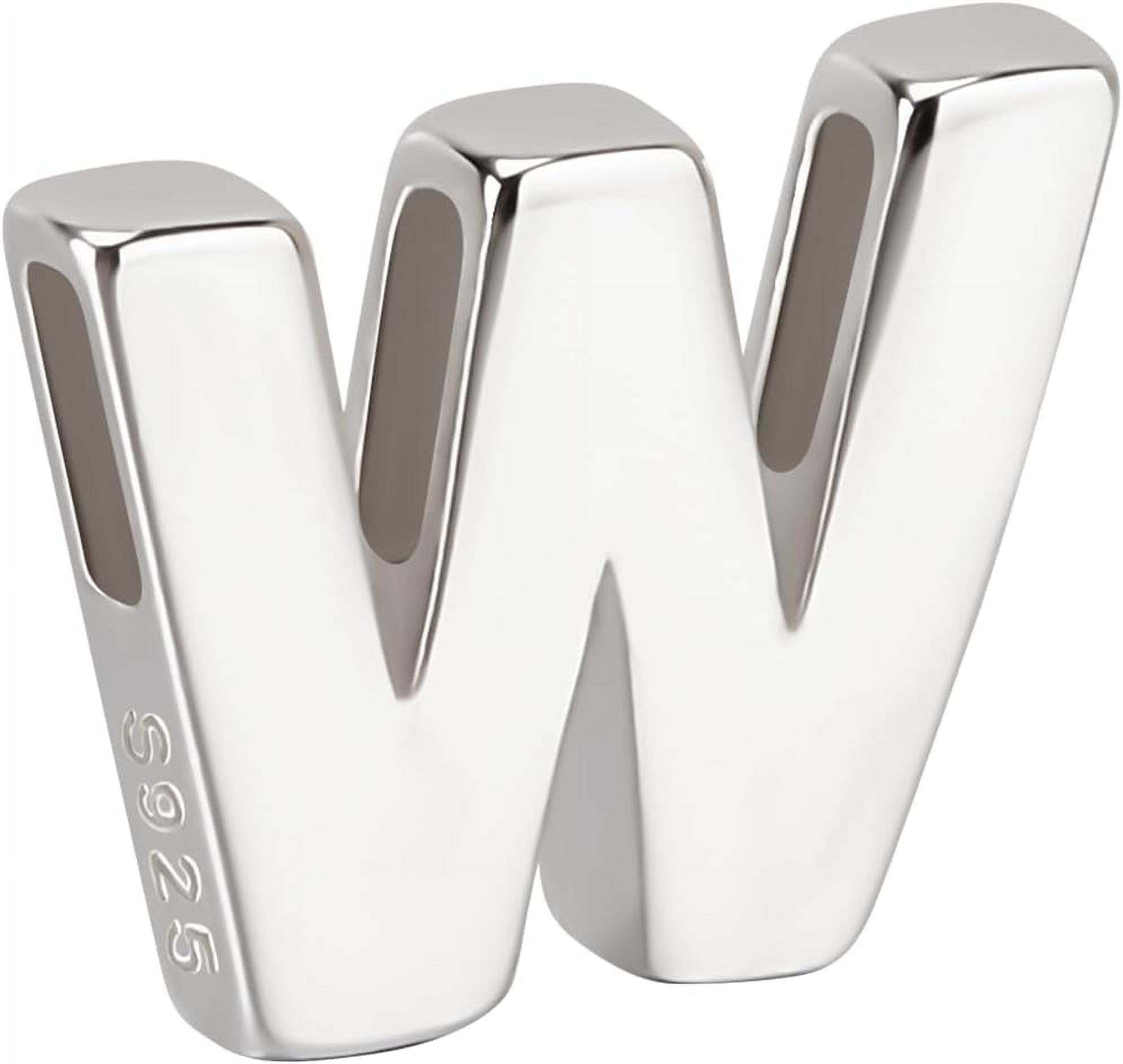Sterling Silver Beads with S925 Stamp Letter A~Z Letter W 9x9mm Hole ...