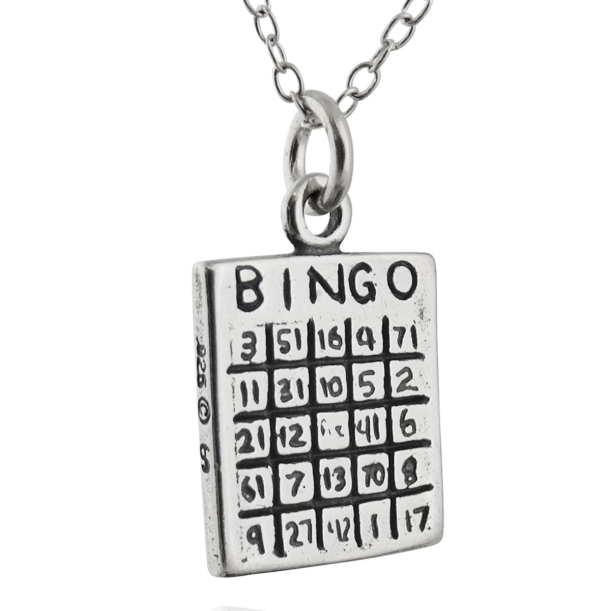 Sterling Silver Bingo Card Charm Necklace, 18" - Walmart.com