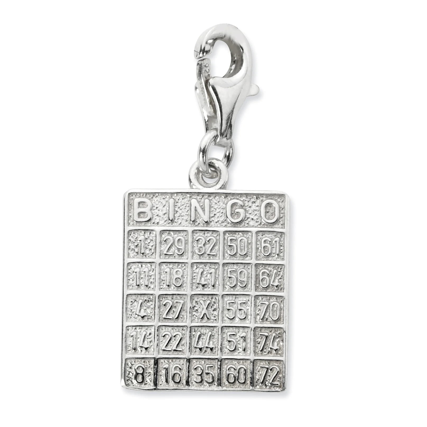 Sterling Silver Bingo Card w/Lobster Clasp Charm - Walmart.com