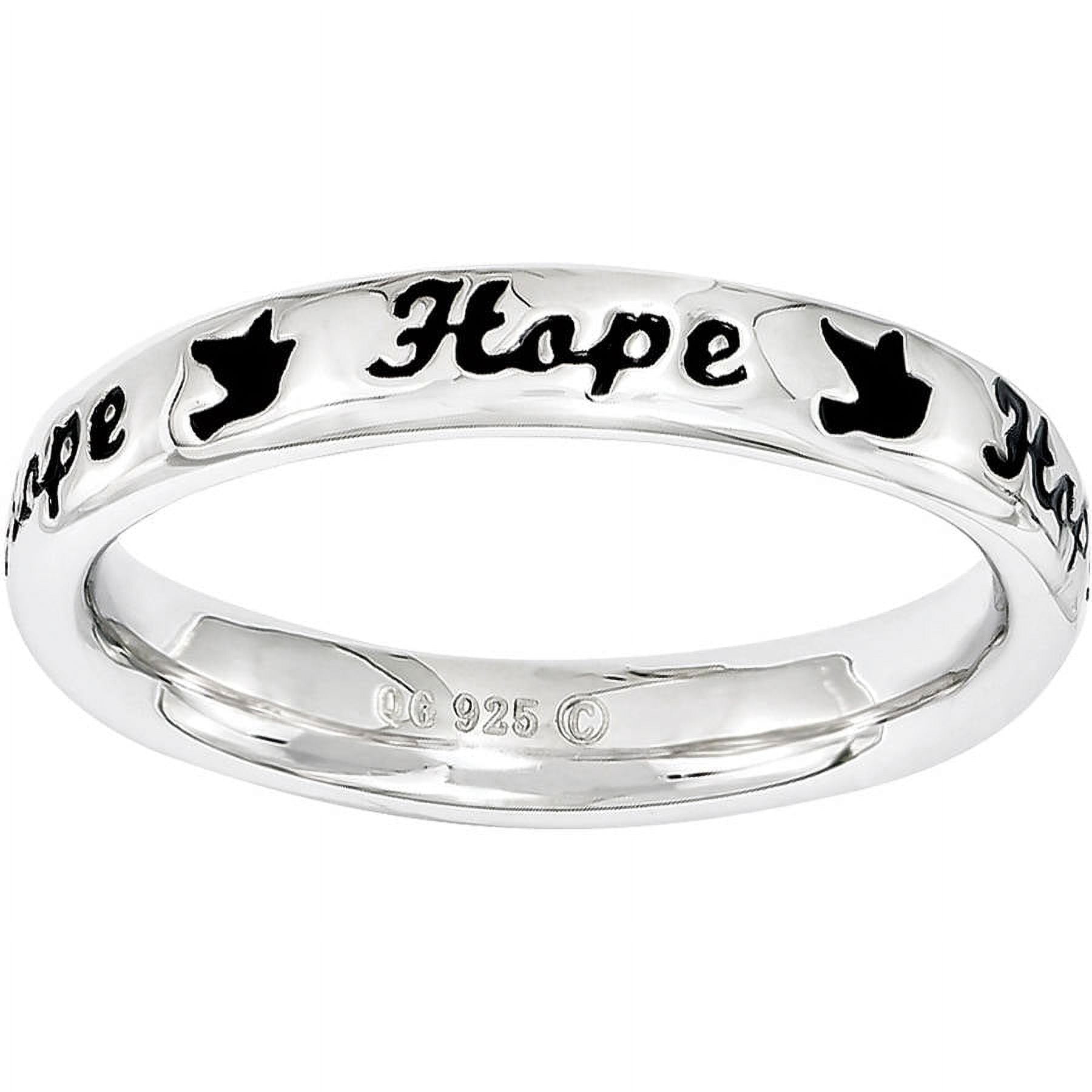 Sterling Silver Black Enamel Hope Ring - Walmart.com