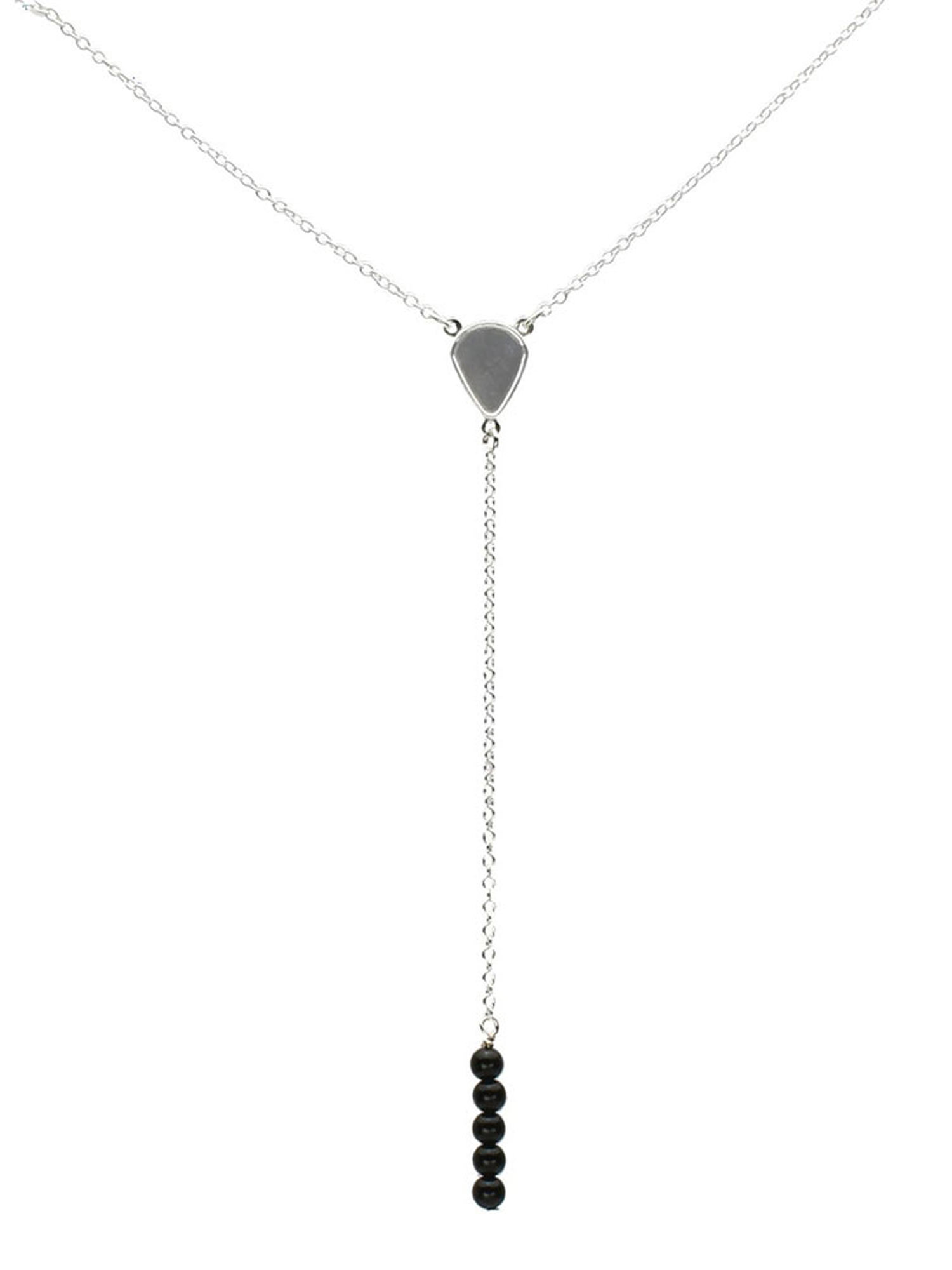 Sterling Silver Black Onyx Stone Beads Bar Linear Drop Y-Shaped Cable ...