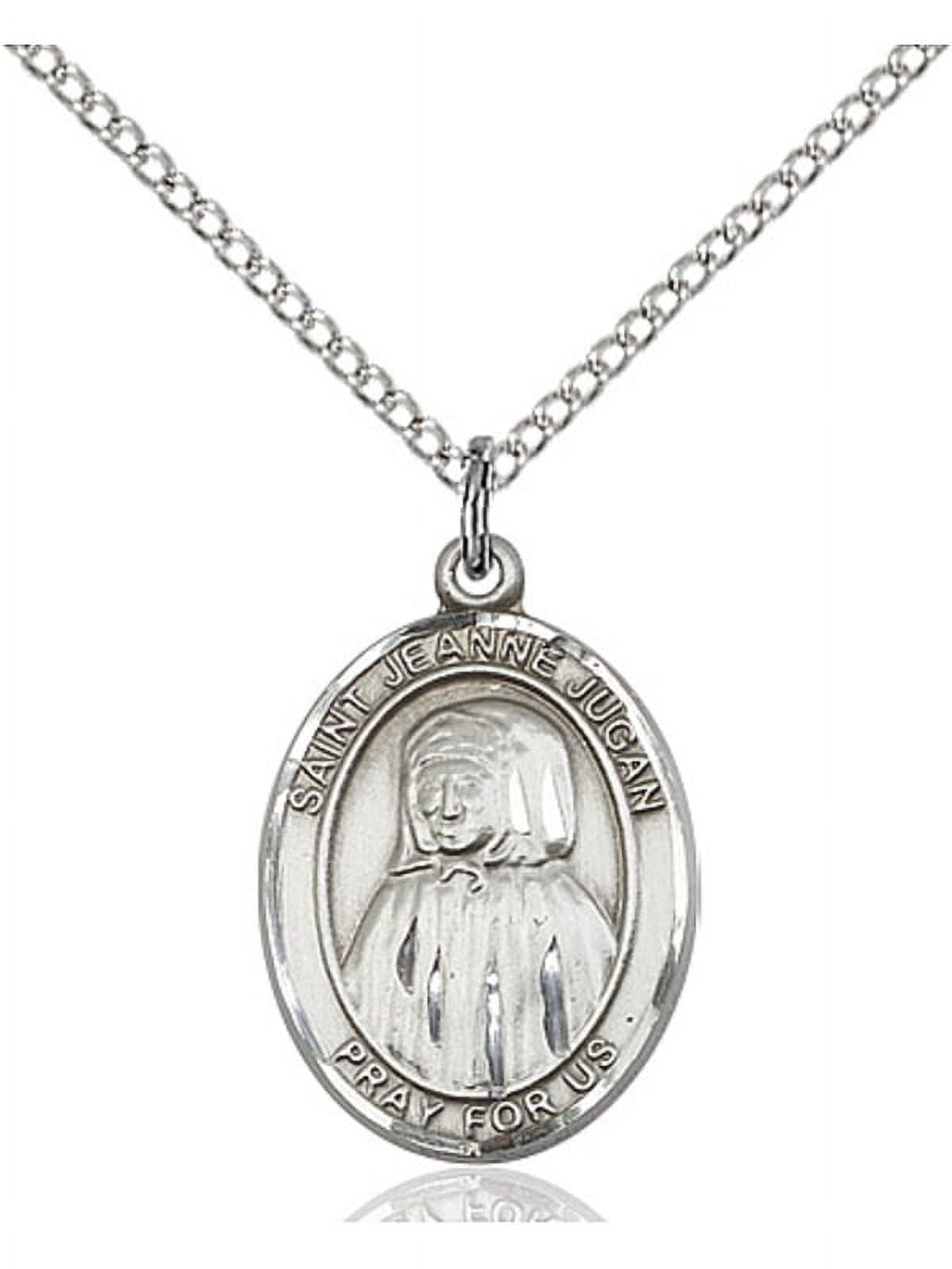 Sterling Silver Blessed Jeannie Jugan Pendant 3/4 x 1/2 inches with 18 ...