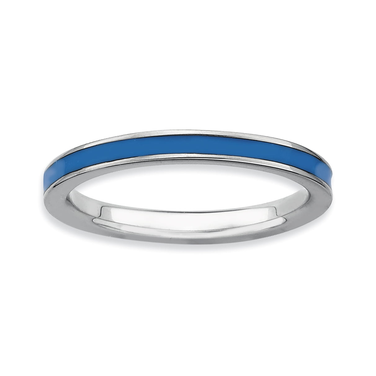 Sterling Silver Blue Enameled 2.25mm Ring - Walmart.com
