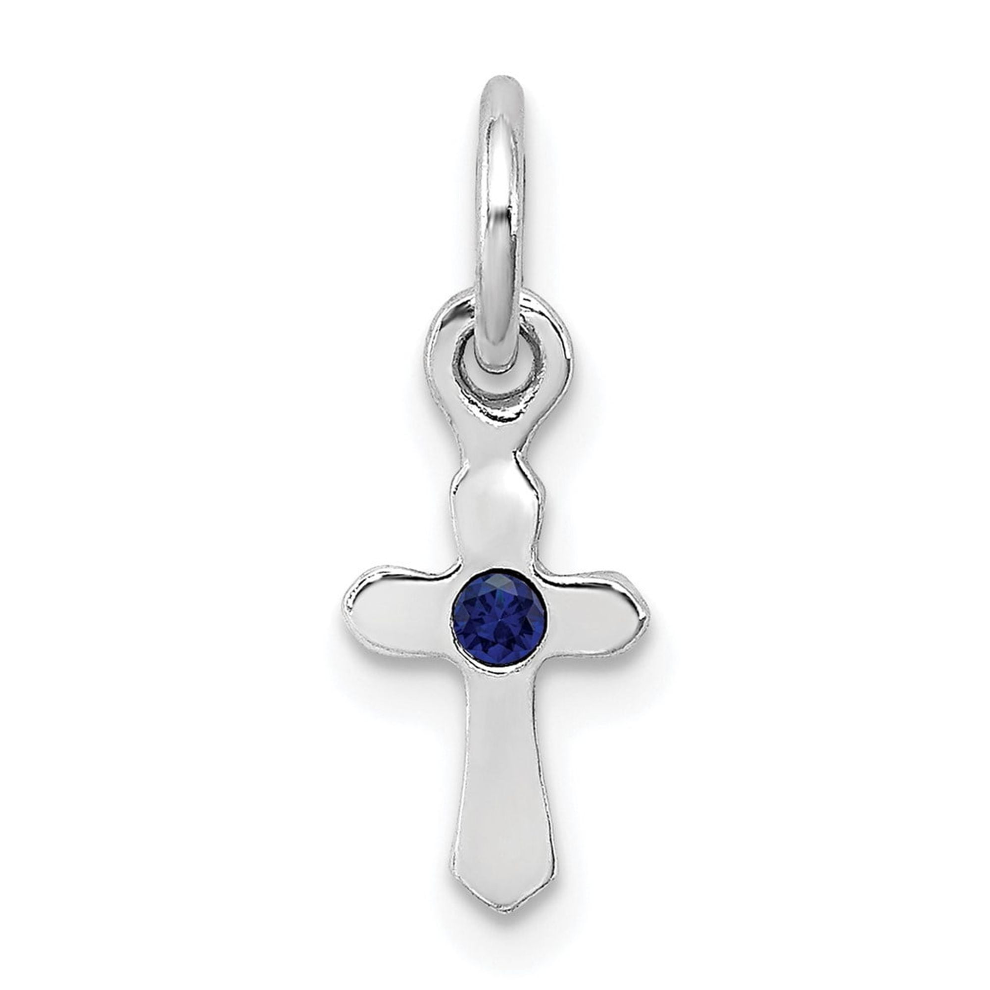 Sterling Silver Blue Gemstone Cross Pendant Necklace for Men and Women with Gold Accents ...