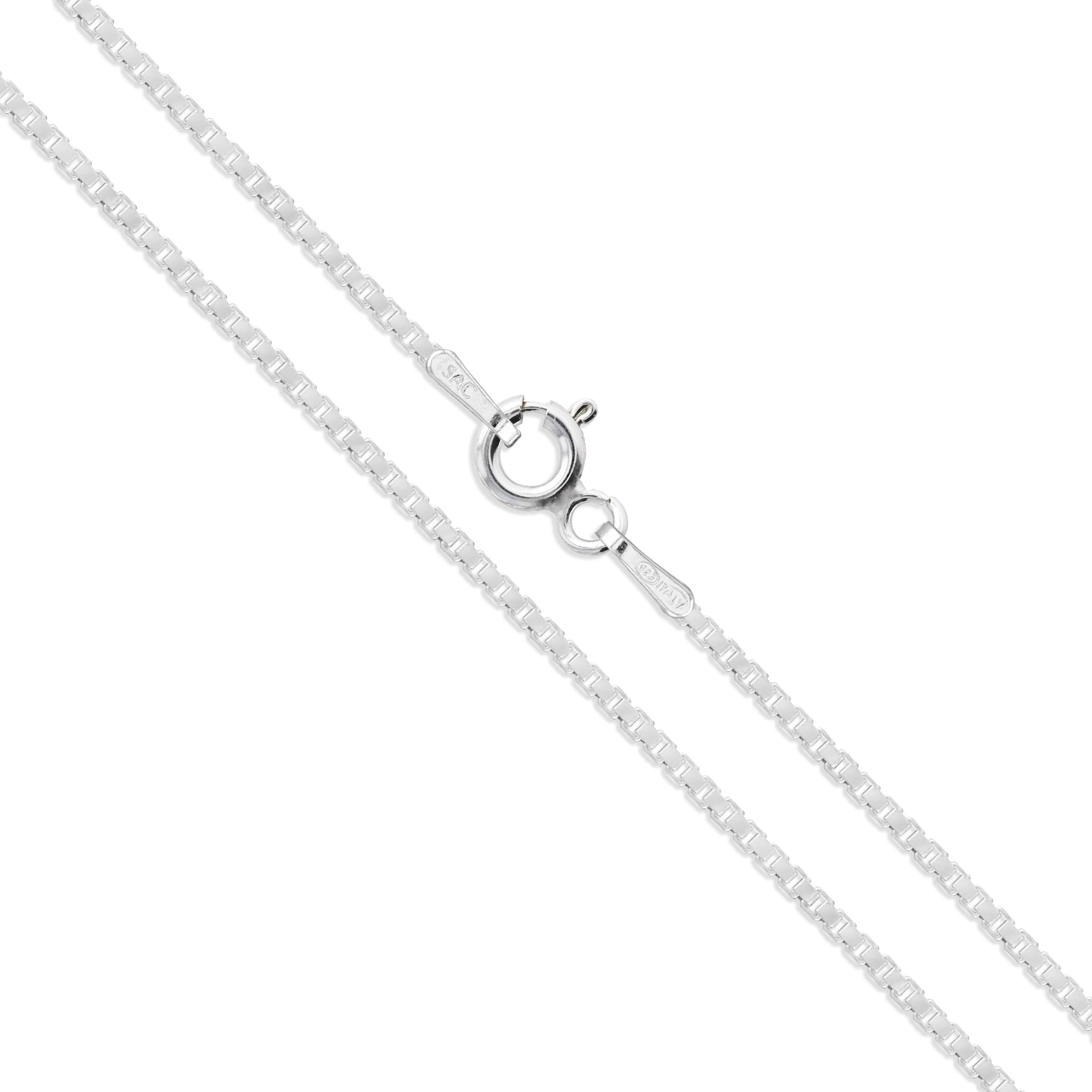 Sterling Silver Round Box Chain 1.3mm Solid 925 Italy Link Necklace 18 ...