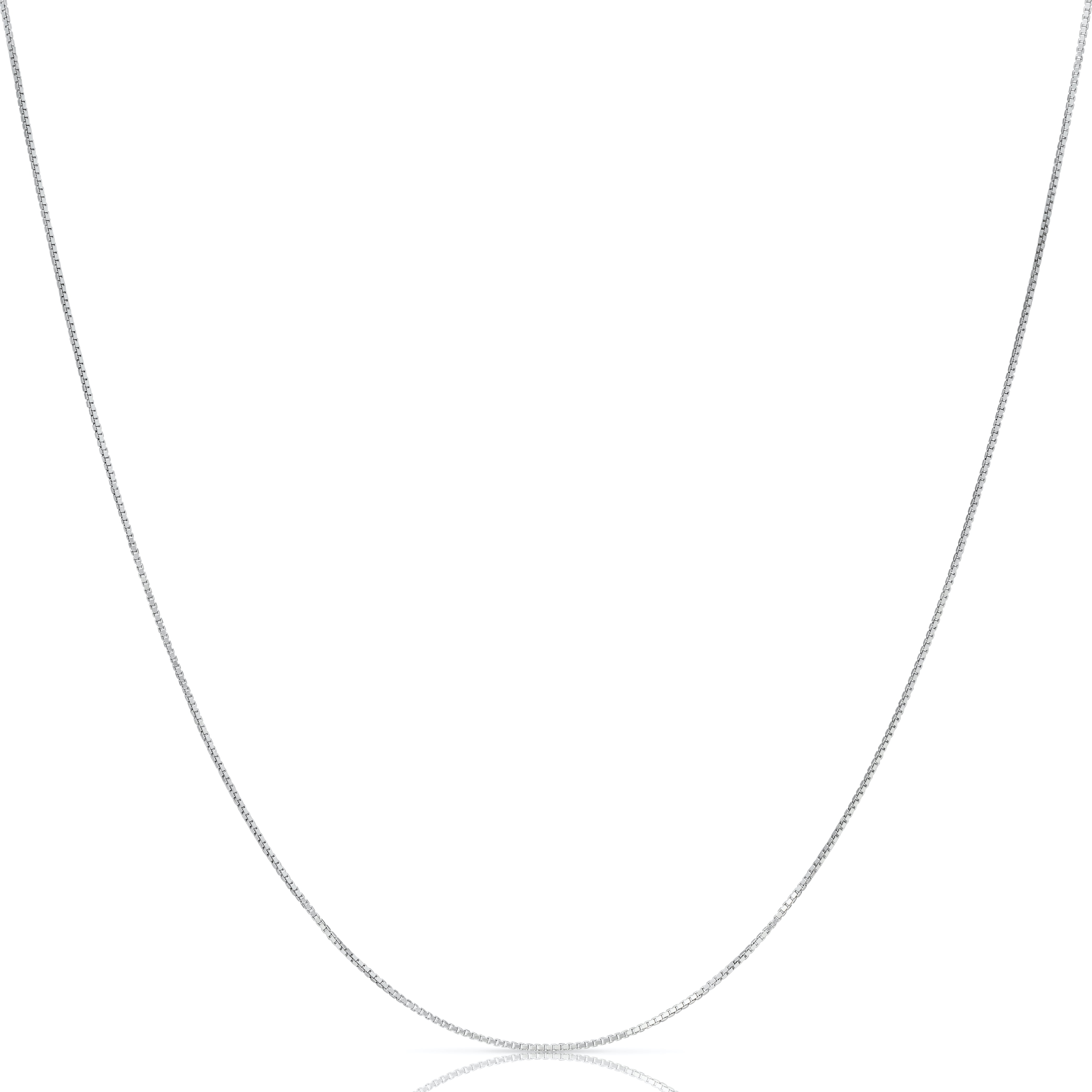 Sterling Silver Box Chain Necklace 1MM-2MM, Solid 925 Italy, Rhodium ...