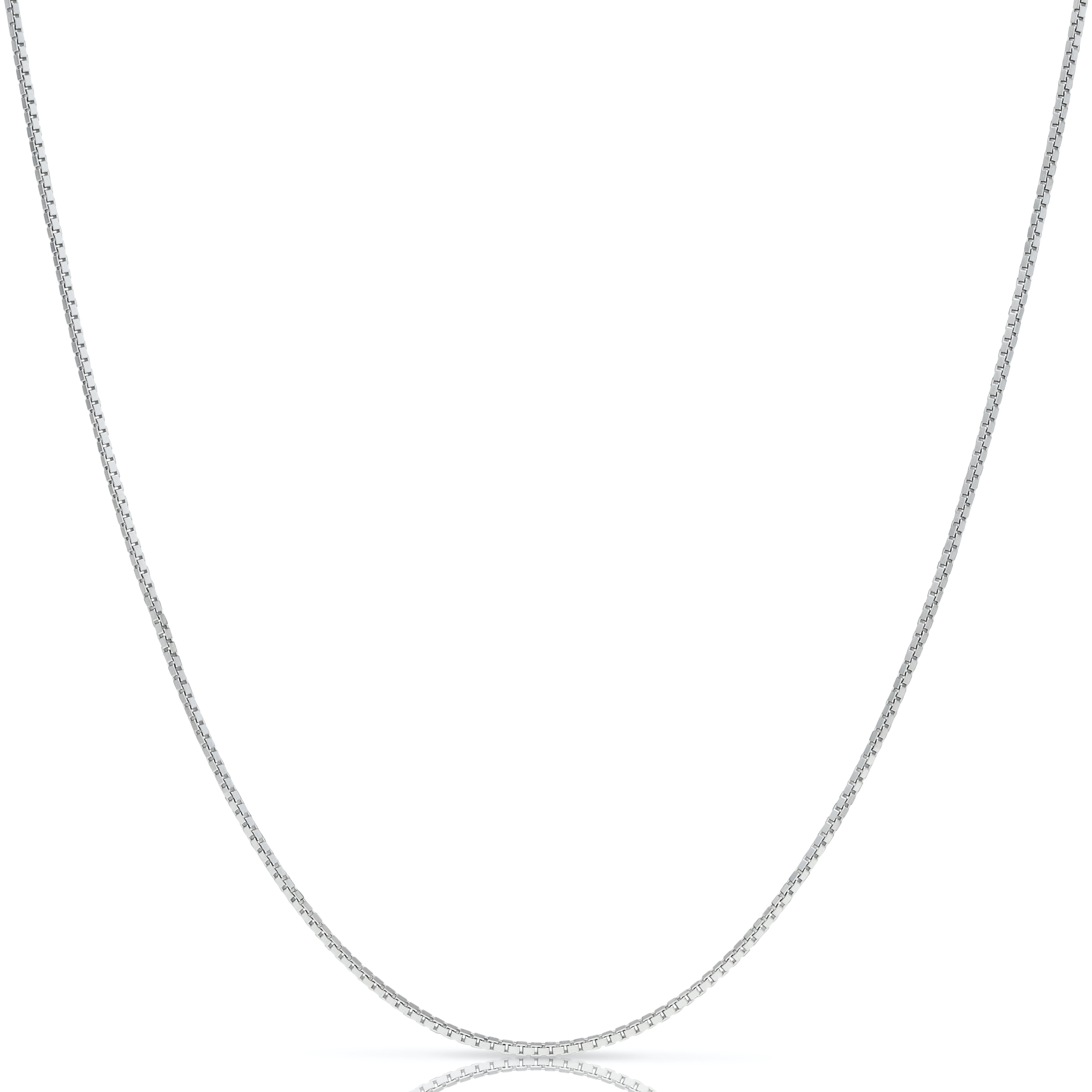 Sterling Silver Box Chain Necklace 1MM-2MM, Solid 925 Italy, Rhodium ...