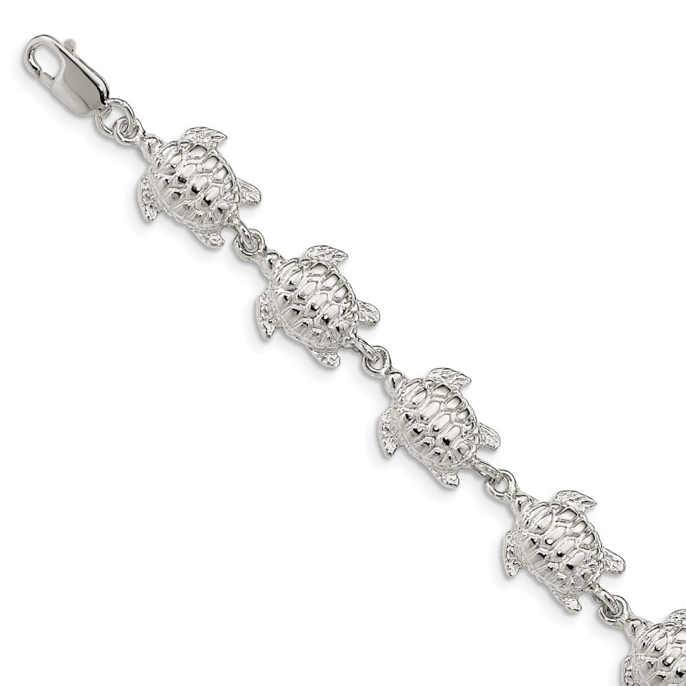 Sterling Silver Bracelet Fancy 12 mm 7 in Sea Turtles - Walmart.com