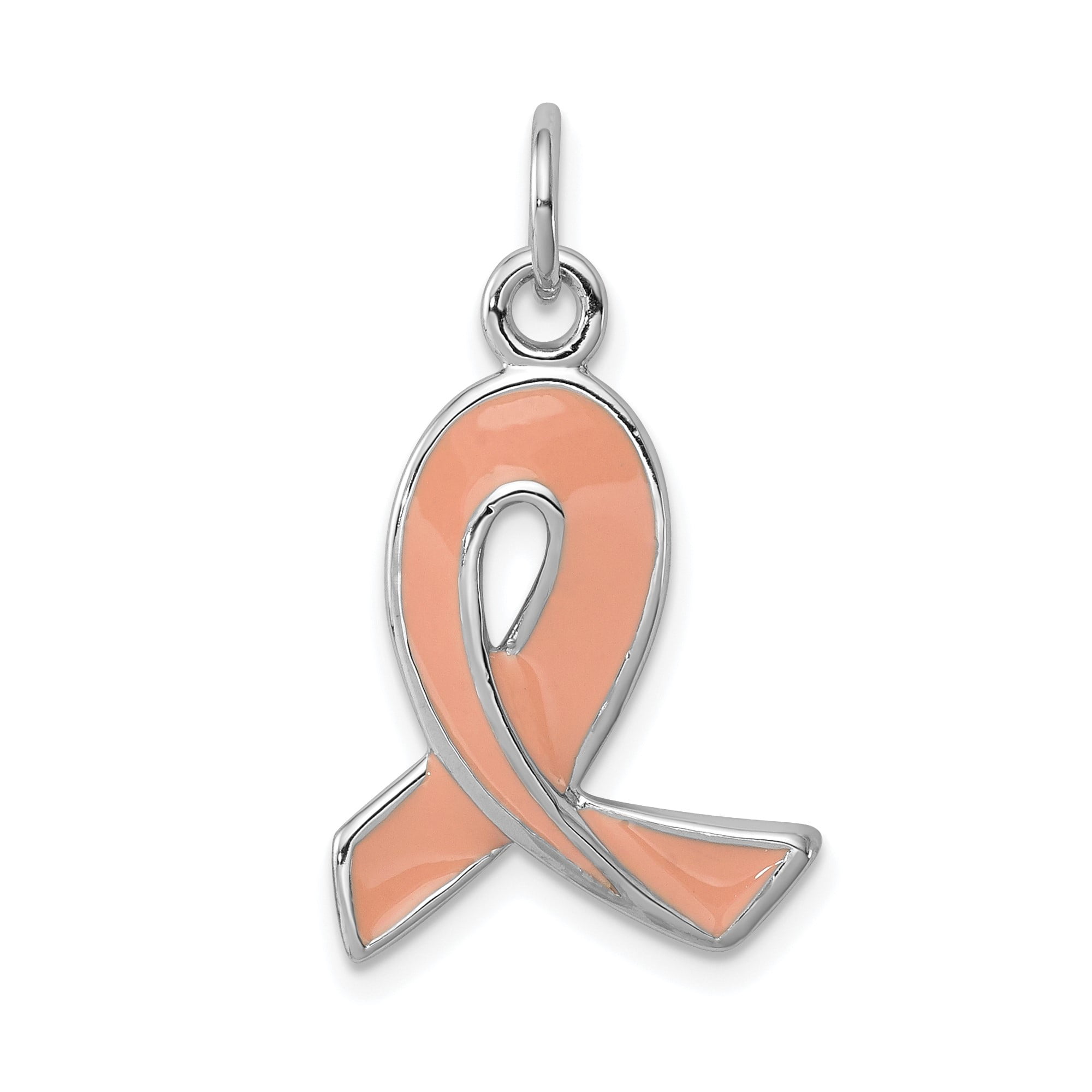 Sterling Silver Breast Cancer Awareness Necklace with Enamel Pink ...