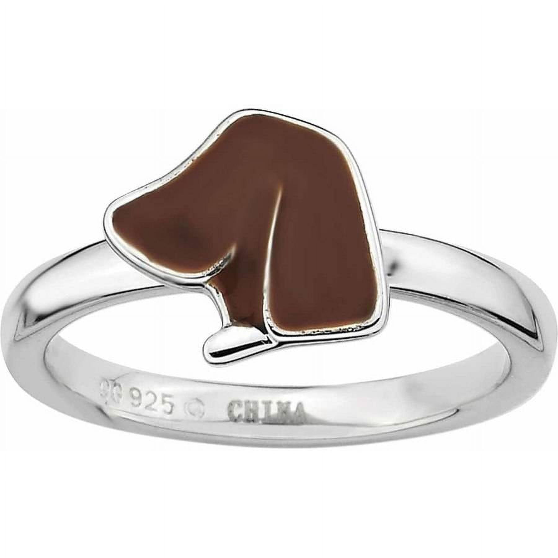 Sterling Silver Brown Enameled Dog Head Ring - Walmart.com