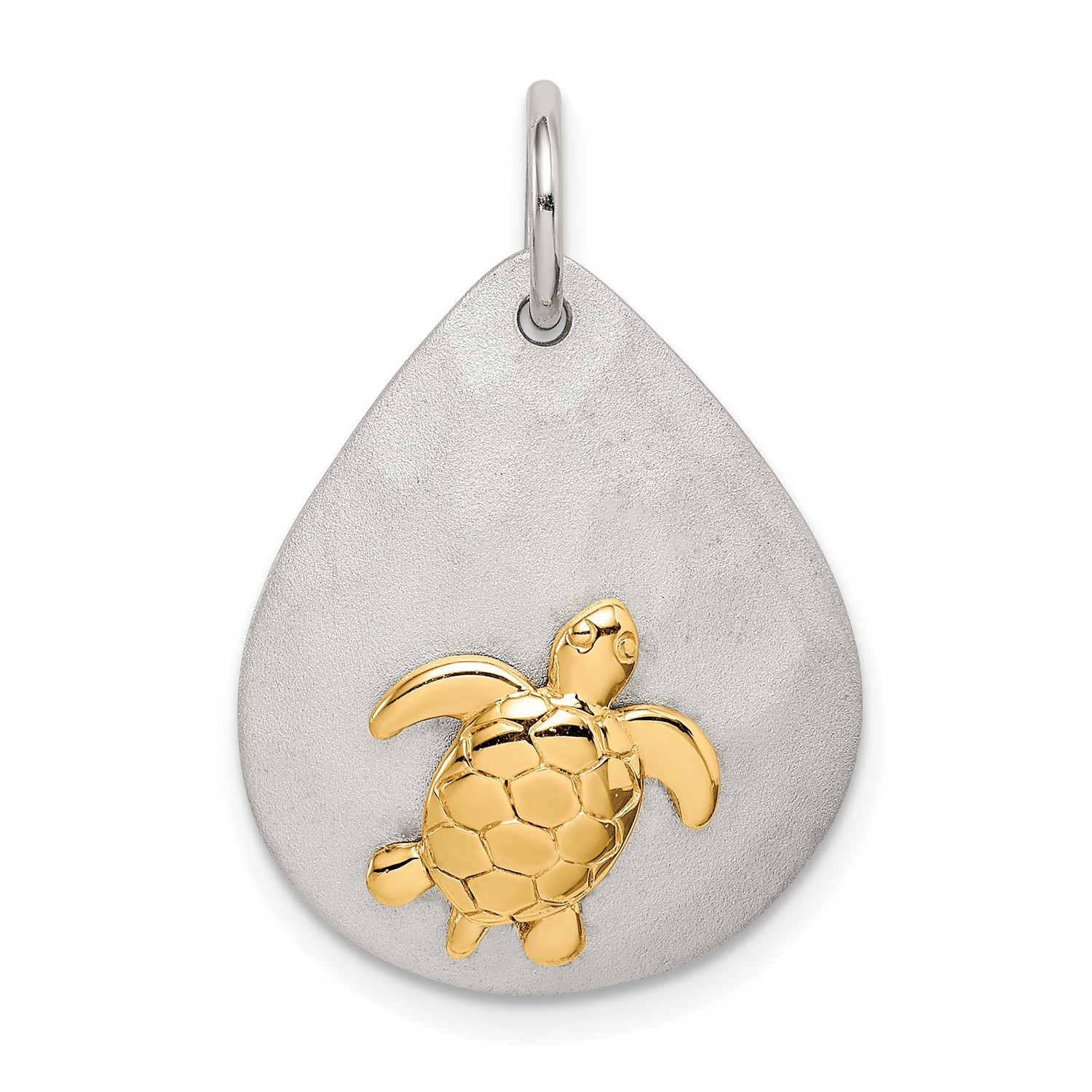 Sterling Silver Brushed Turtle Drop Pendant 22 mm x 18 mm - Walmart.com
