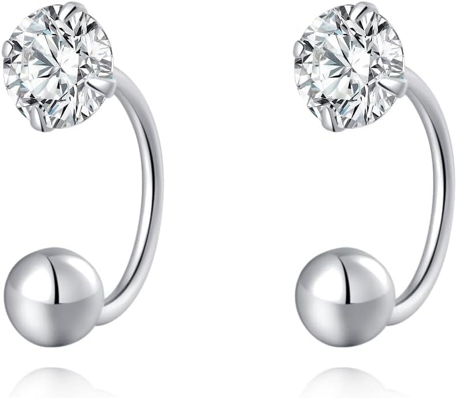 Sterling Silver CZ Half Hoop Earrings for Women Teens CZ Open Hoop ...