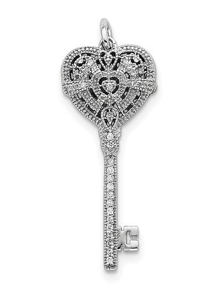 Sterling Silver Rhodium-plated CZ Heart Key Locket QP2034 - Walmart ...