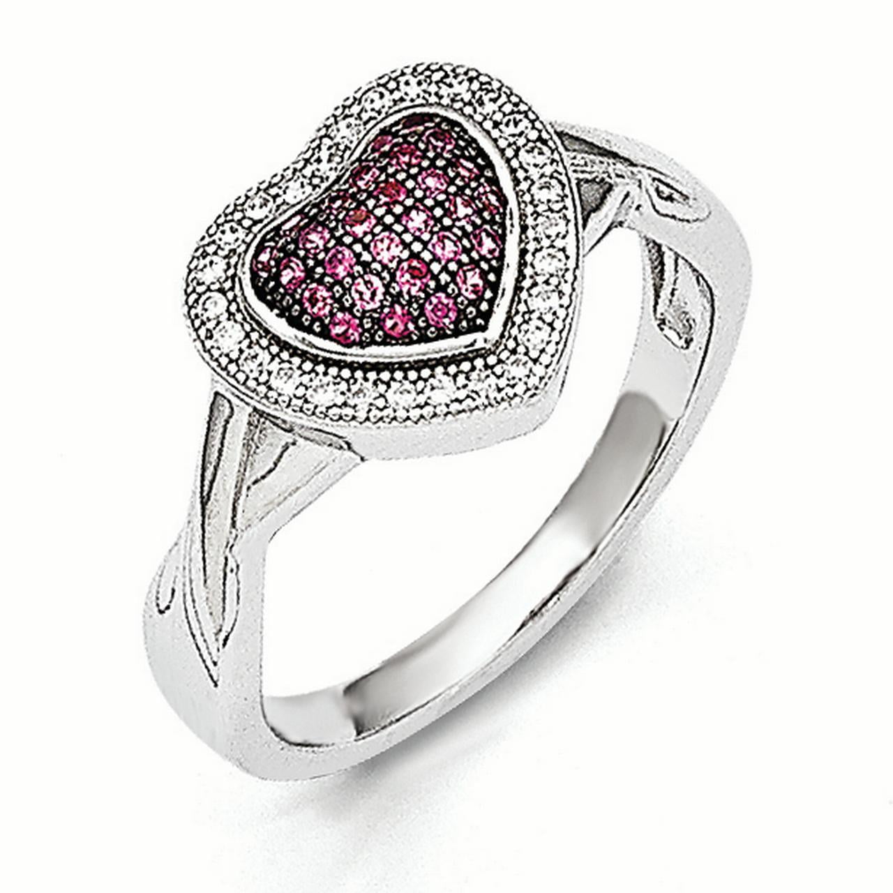 Sterling Silver CZ Heart Ring - Walmart.com