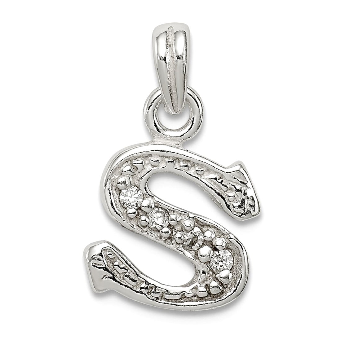 Sterling Silver CZ Letter S Initial Pendant QC6717S - Walmart.com