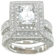 Metal Masters Womens 1Ct Princess Cut Cubic Zirconia Sterling Silver 925 Wedding Engagement Ring ...