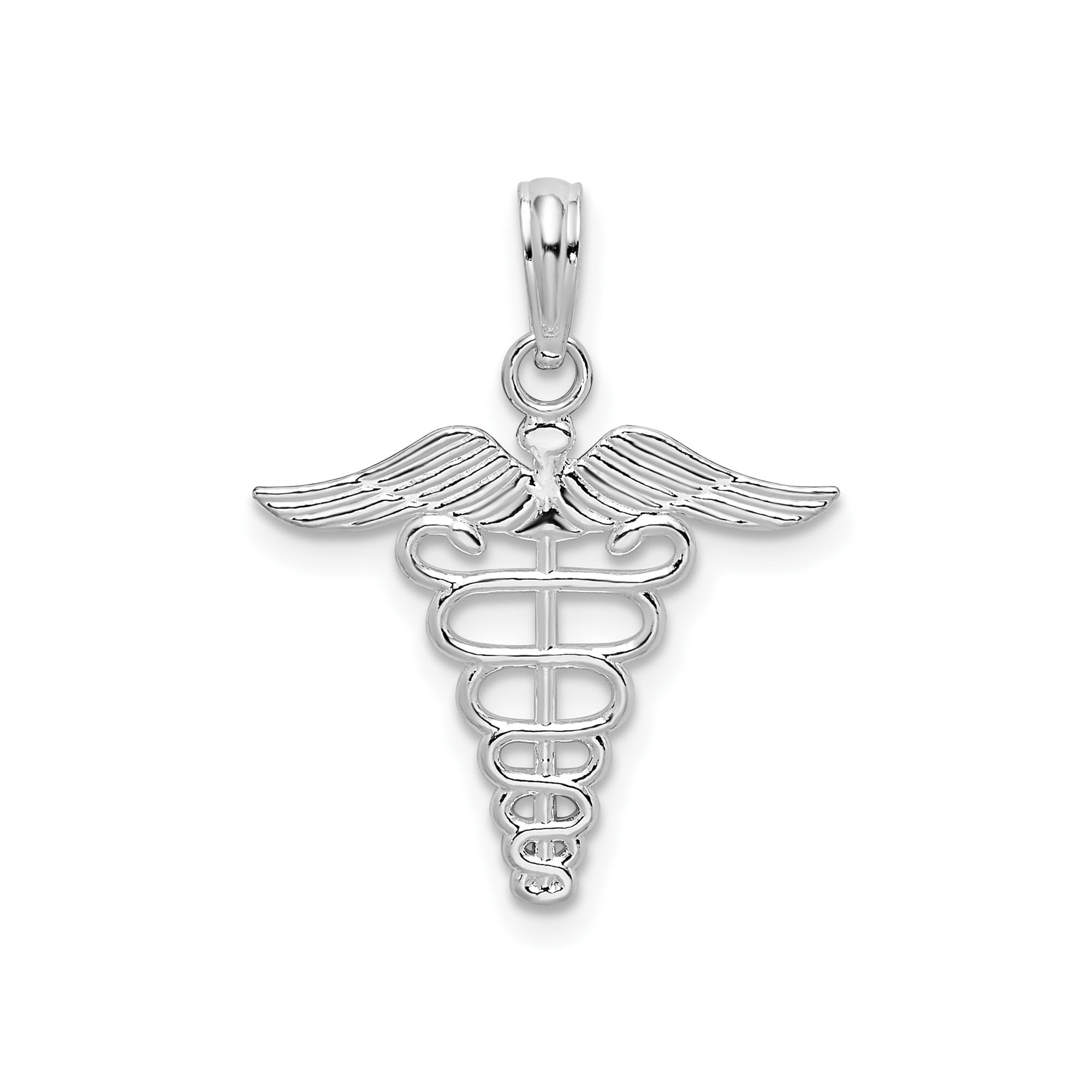 Sterling Silver Caduceus Pendant Necklace with Medical Symbol for Men ...