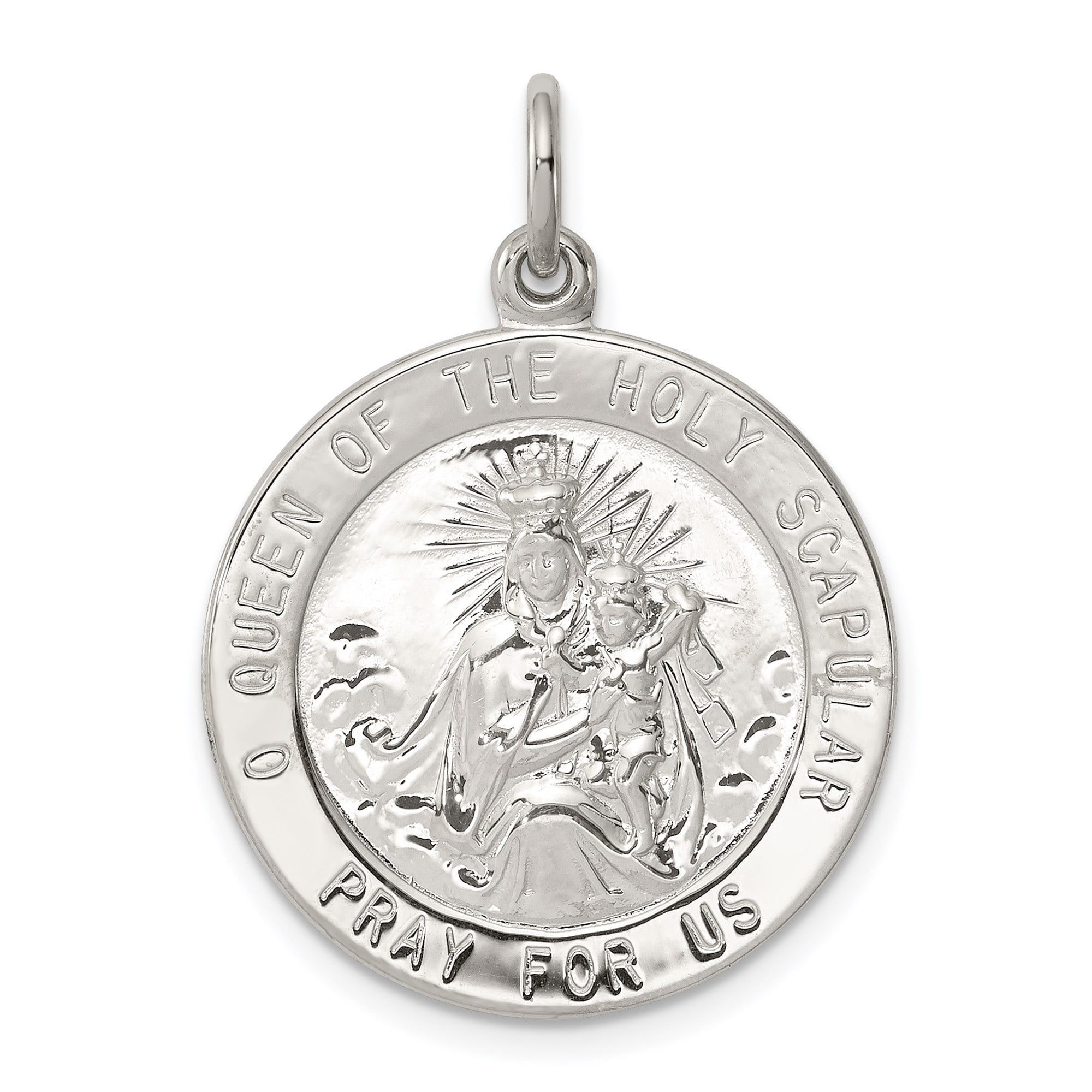 Sterling Silver Catholic Scapular Medal Necklace with Our Lady of Mount ...