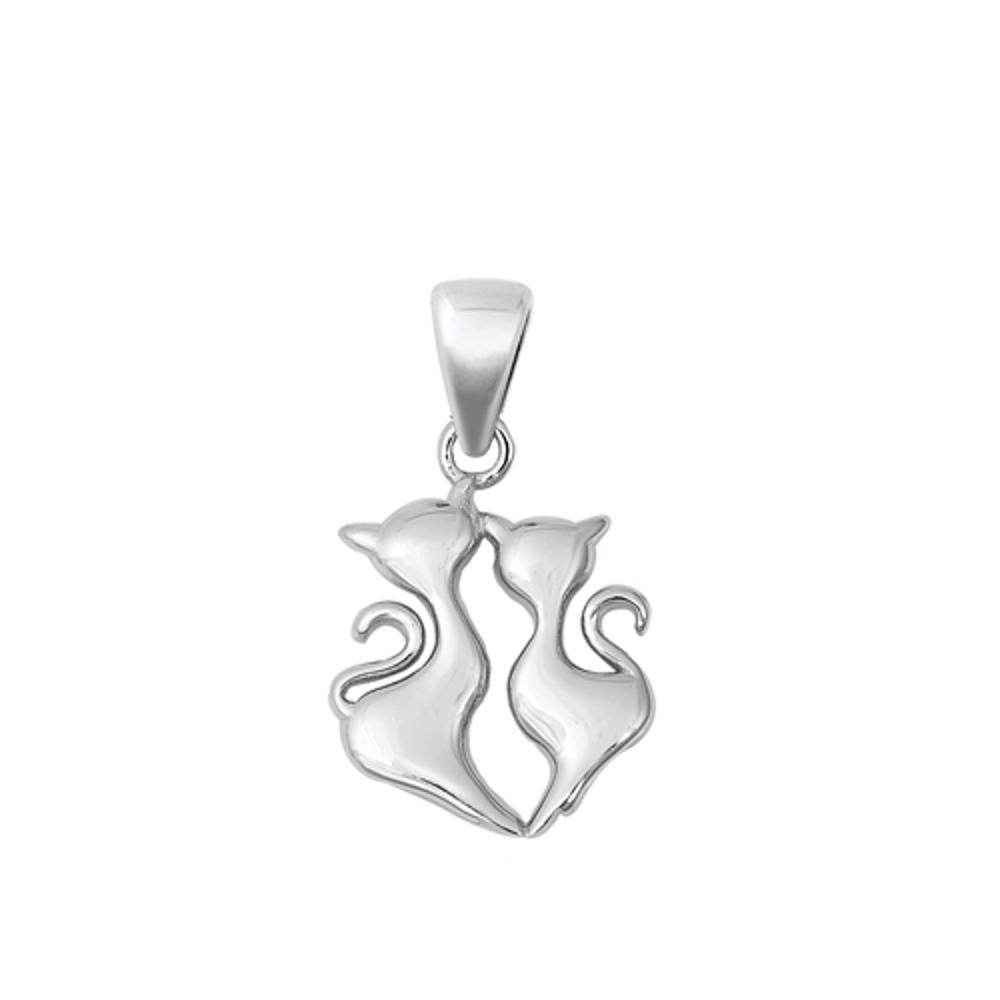 Sterling Silver Cats Pendant Kitten Pussy Tabby Tomcat Charm 925 New ...