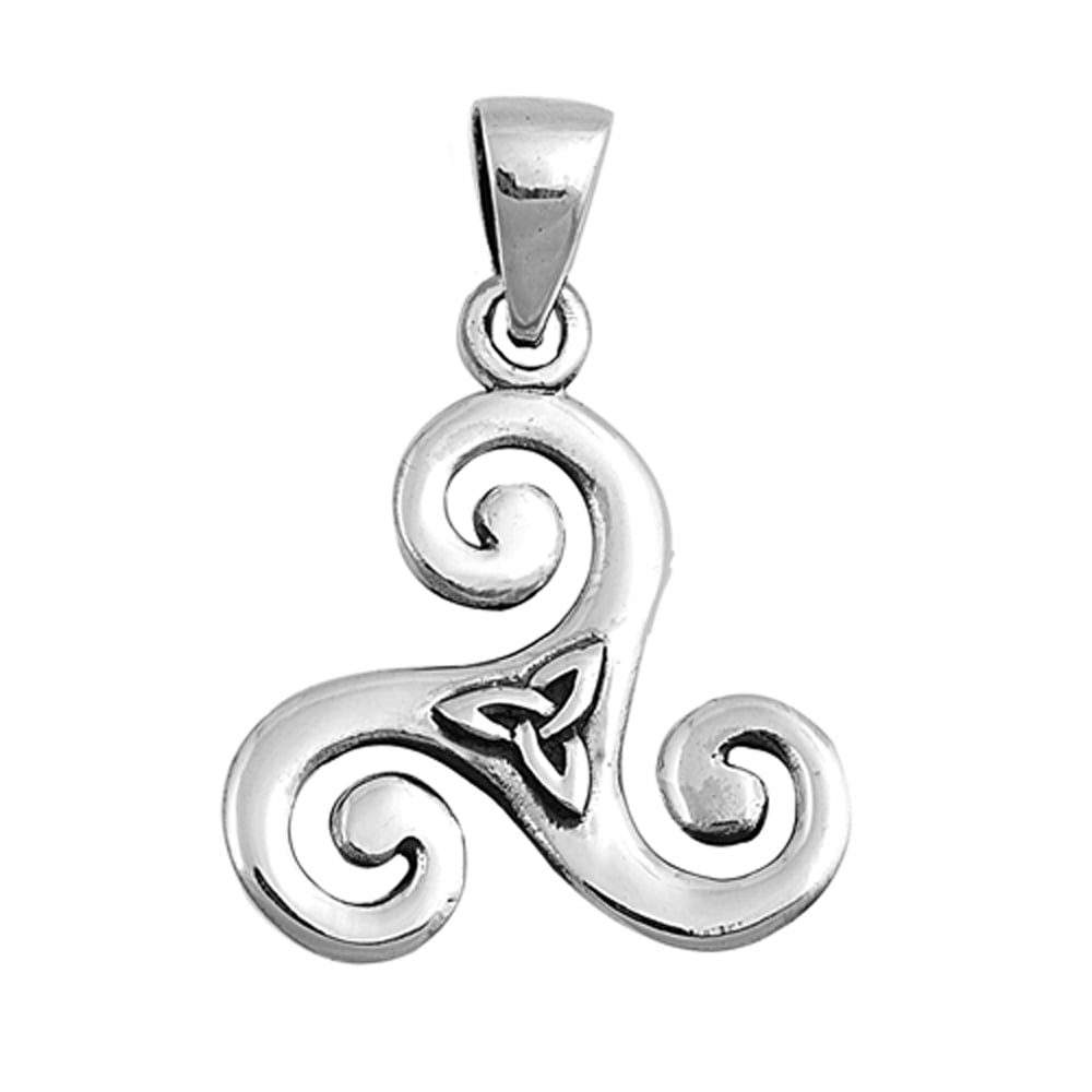 Sterling Silver Celtic Swirl Triquetra Pendant Wave Ocean Knot Trinity ...