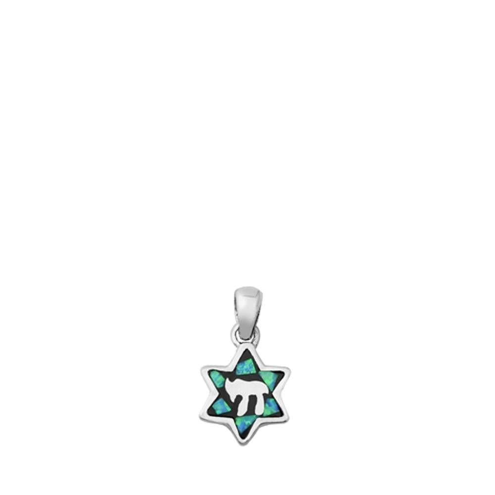 Sterling Silver Chai Symbol Pendant Life Jewish Star of David Charm 925 ...