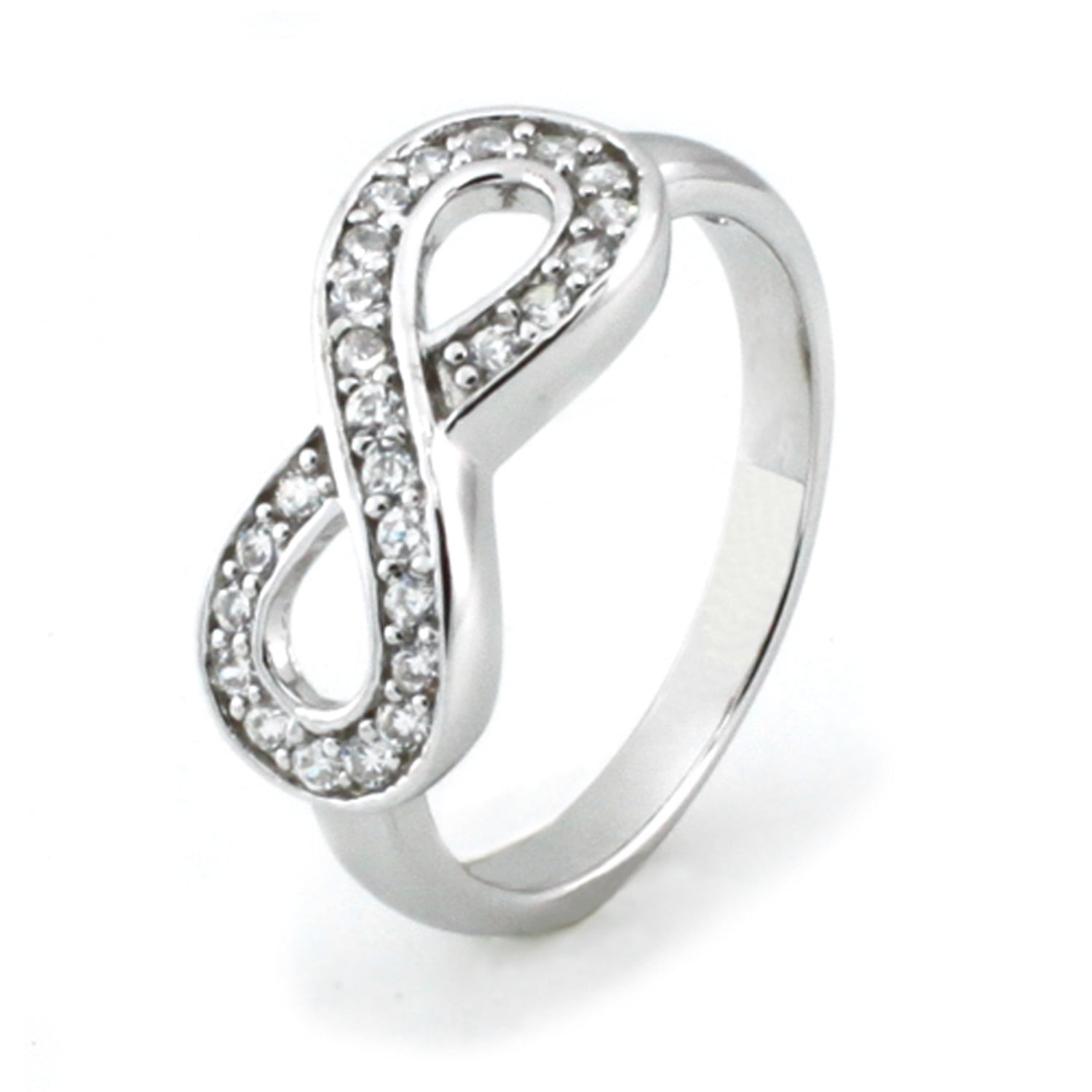 Sterling Silver Channel Set Cubic Zirconia Iconic Infinity Symbol Ring ...