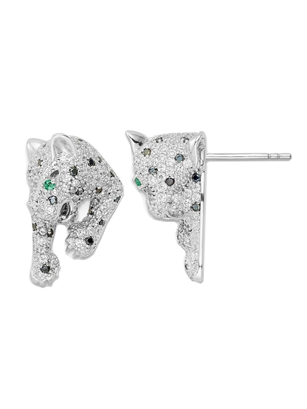 Gem & Harmony Sterling Silver Cheetah Earrings with Cubic Zirconia (CZ ...
