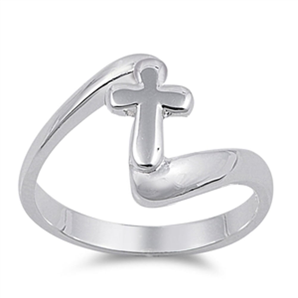 Sterling Silver Christian Cross Ring Gorgeous Faith Band Solid 925 ...