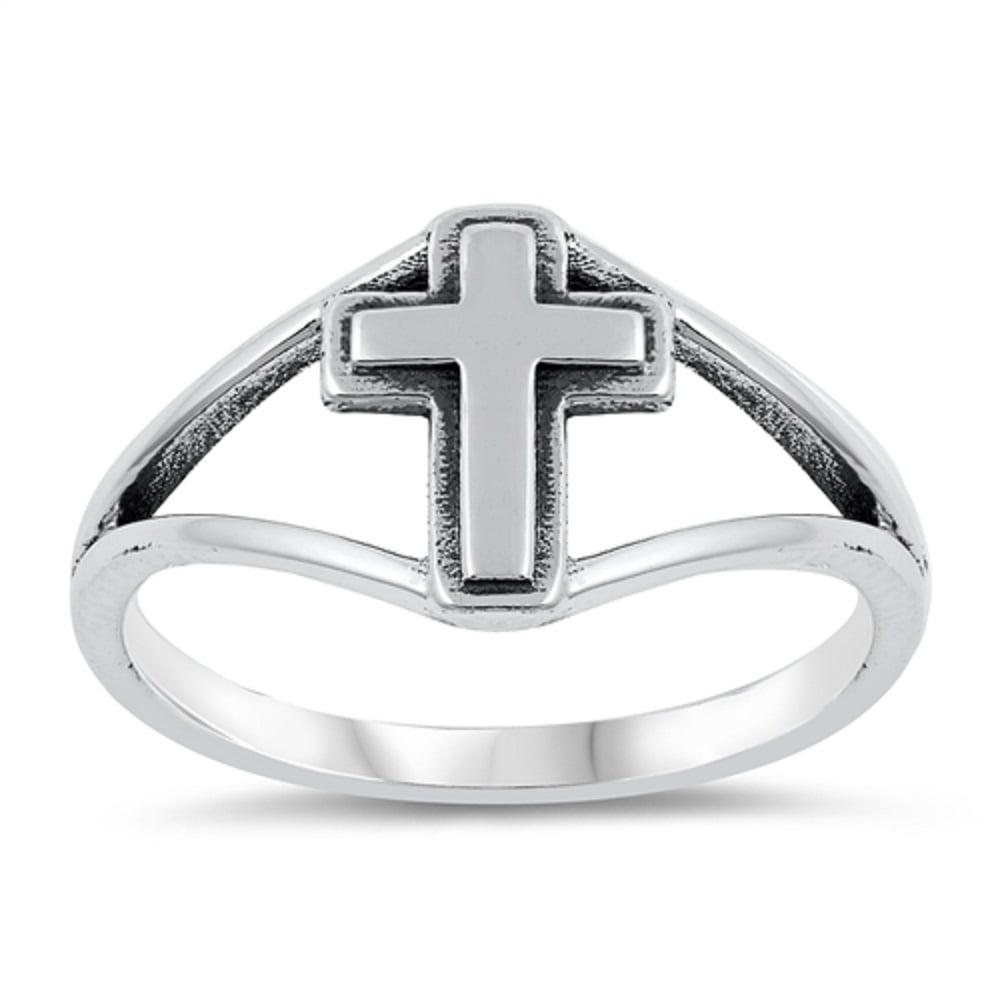 Sterling Silver Christian Cross Ring Size 6 - Walmart.com