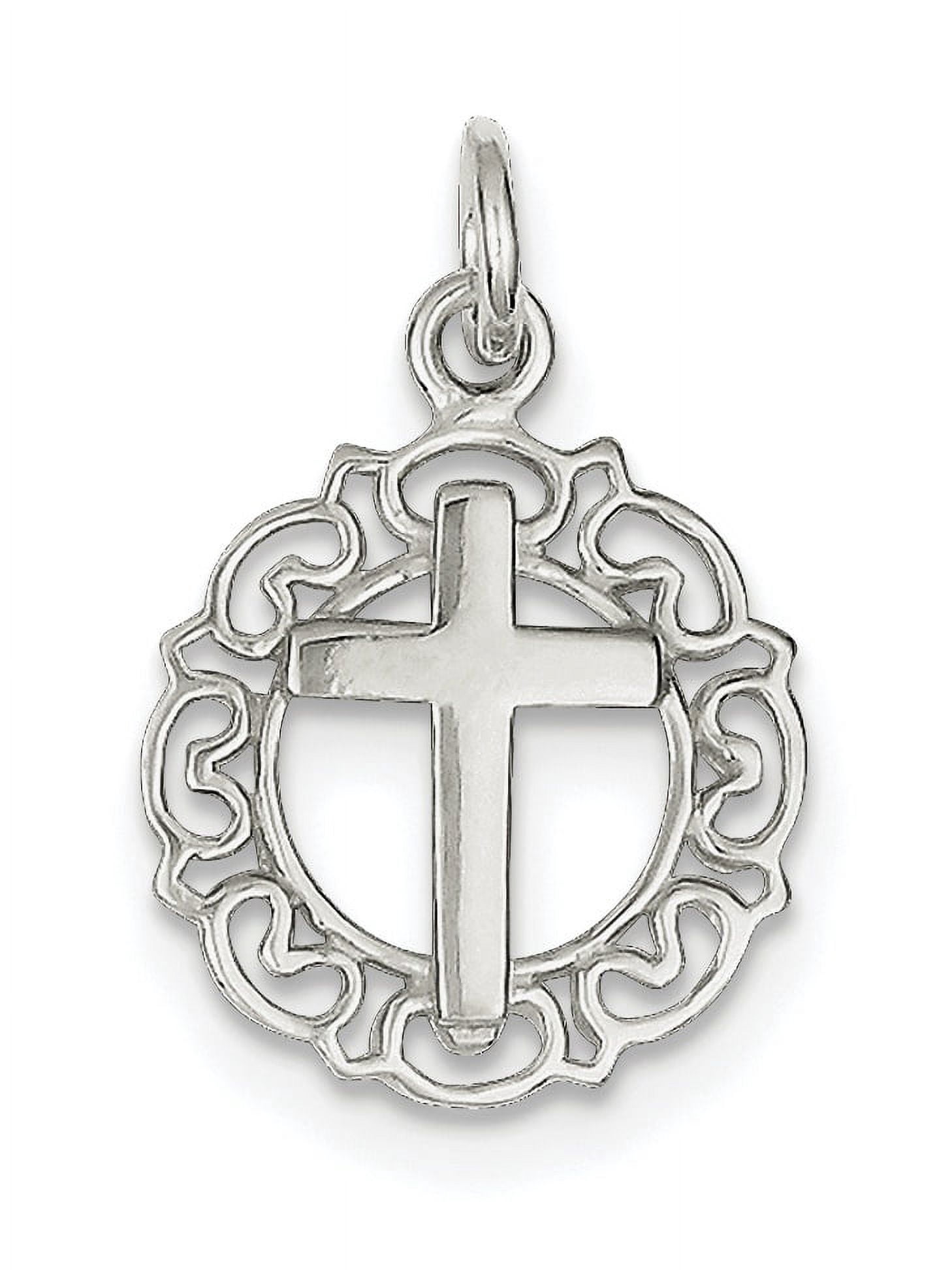 Sterling Silver Circle & Cross Pendant (24 X 15) Made In India qc7403 ...