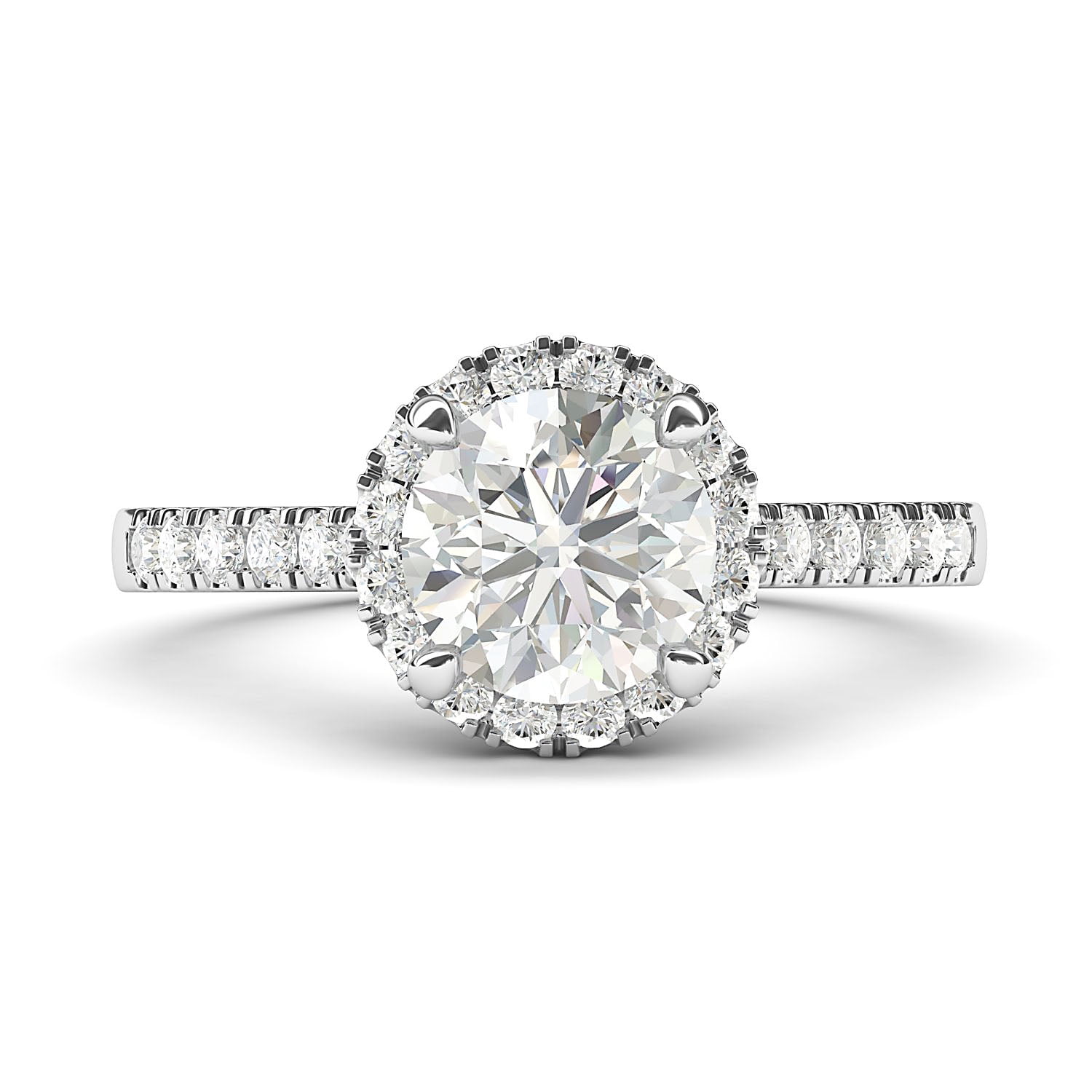 Sterling Silver Classic Simulated Round Brilliant Cut Diamond Halo ...