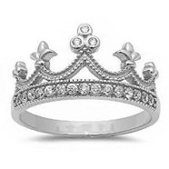 Cubic Zirconia Sterling Silver Crown Ring - Walmart.com