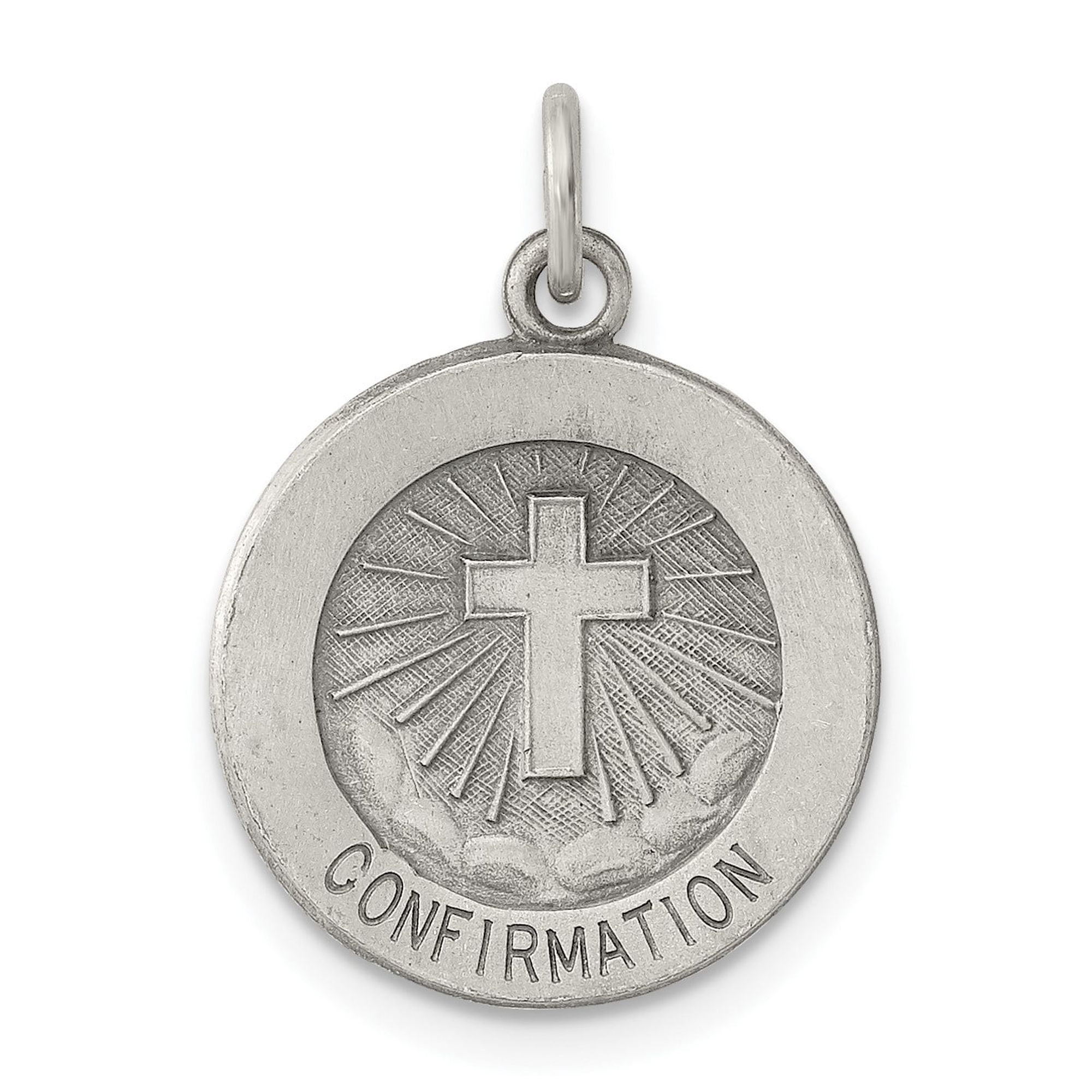 Sterling Silver Confirmation Pendant Necklace with Raised Cross ...