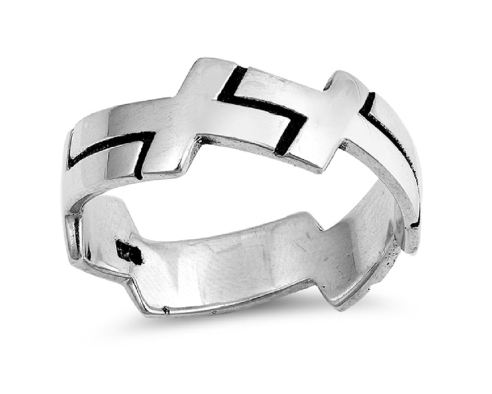Sterling Silver Connecting Crosses Band Ring - Walmart.com