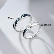 925 Sterling Silver Couple Rings, Wave Style Epoxy Treatment, His and ...