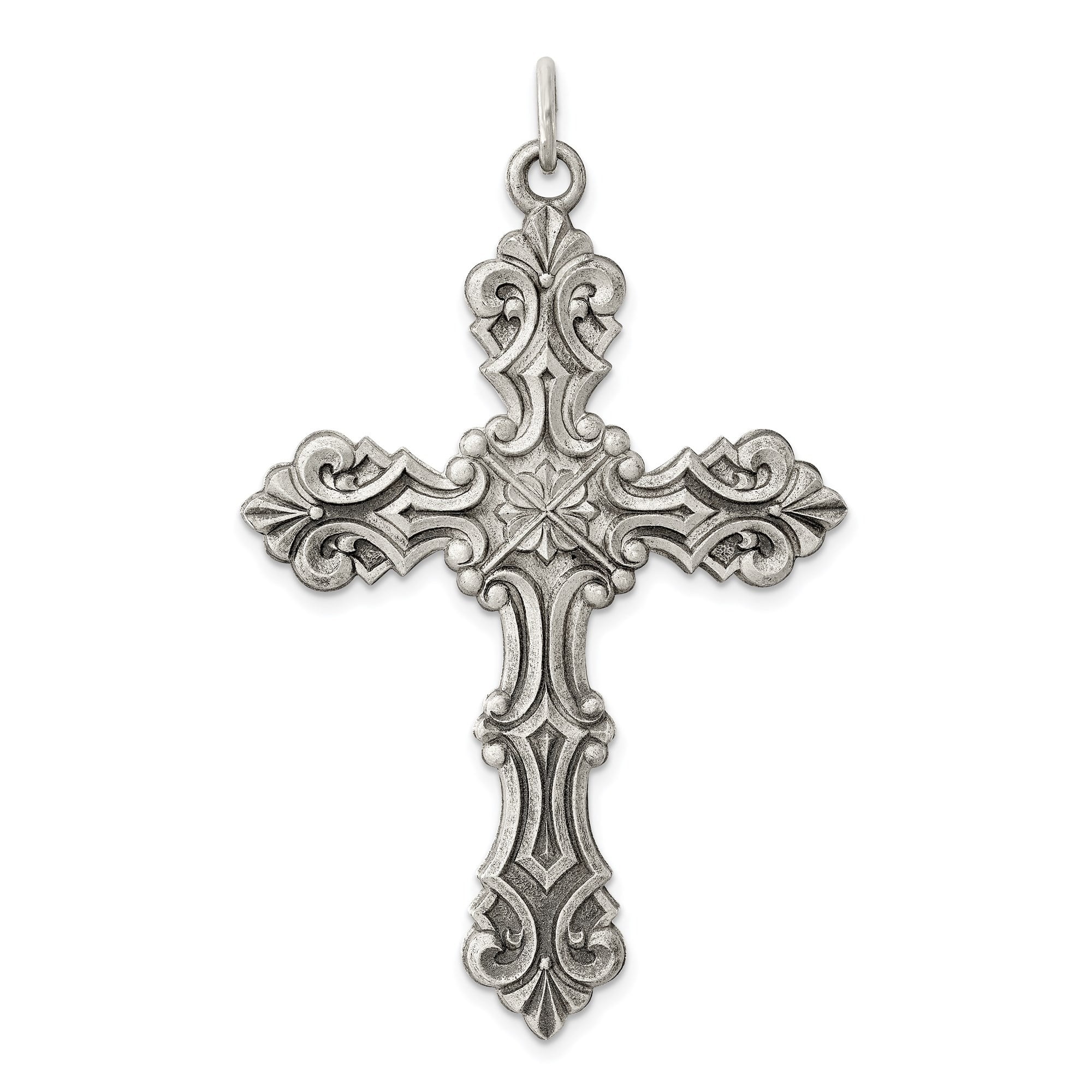 Sterling Silver Cross Pendant Necklace for Men and Women with Baroque ...