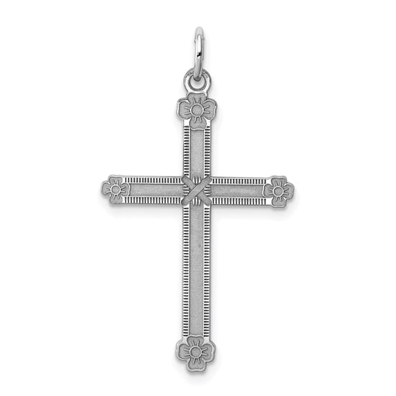 Sterling Silver Cross Pendant Necklace for Women with Floral Accents ...
