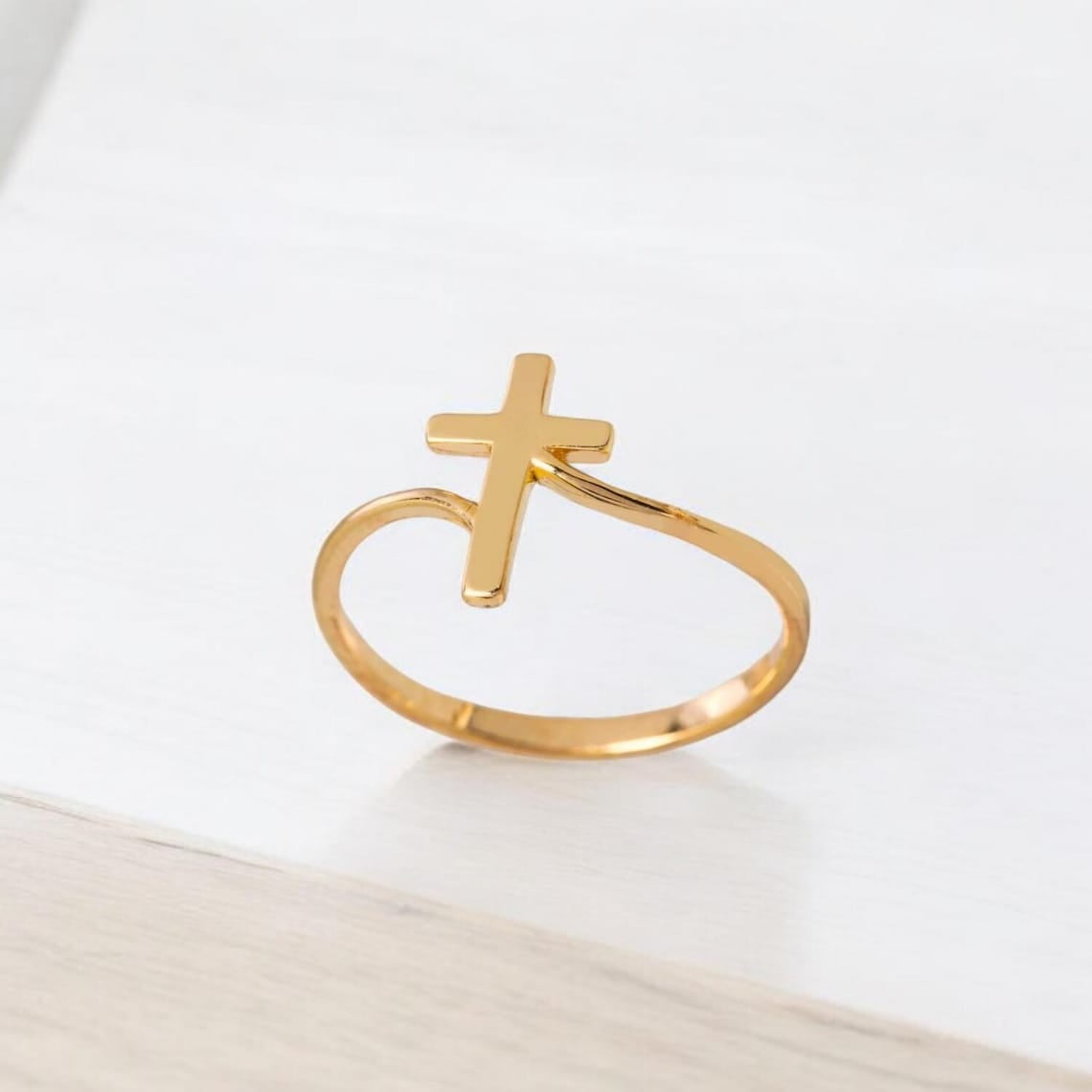 Sterling Silver Cross Ring for Women – Minimalist Christian Jewelry – Gold & Silver Band for ...