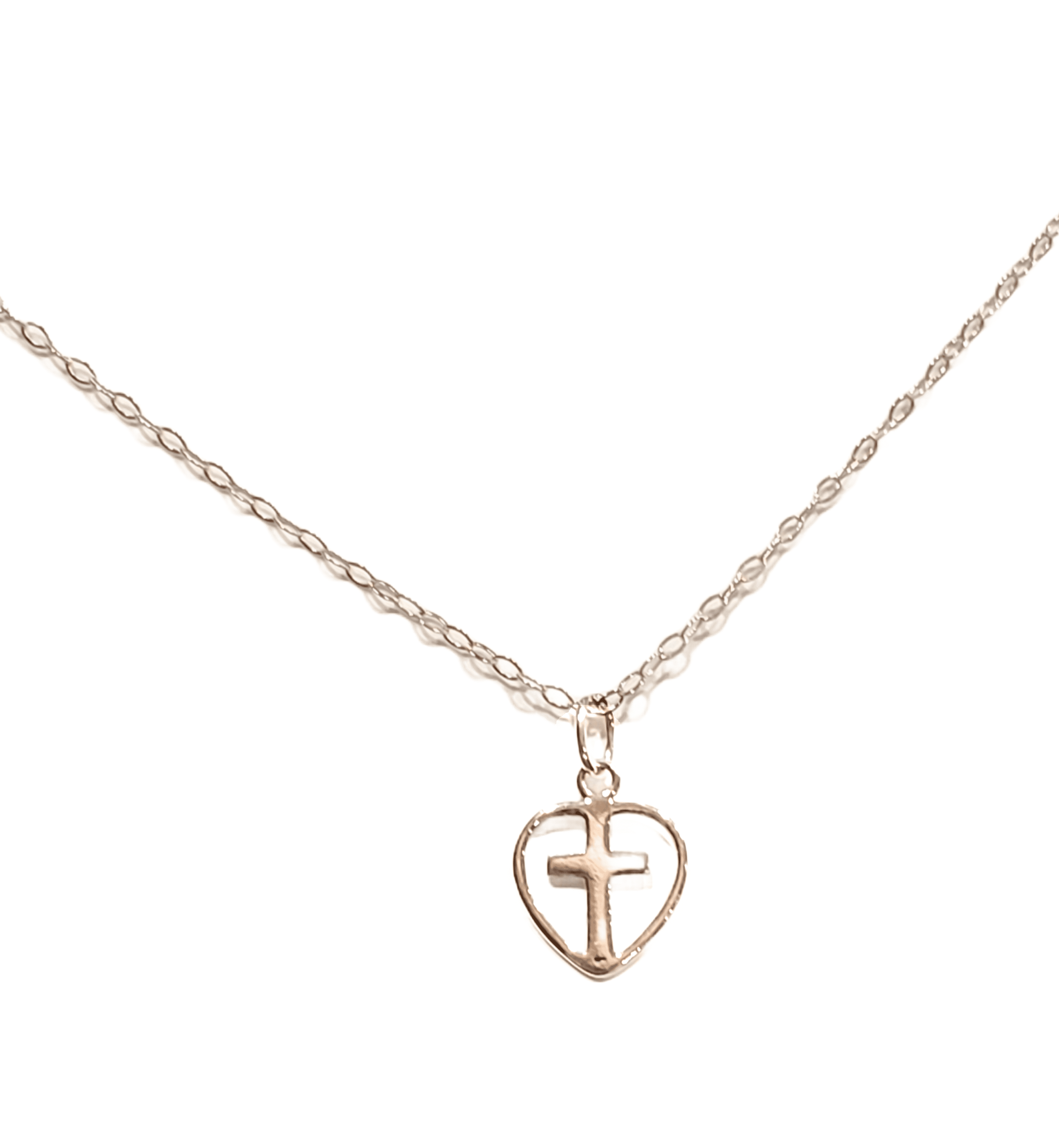 Sterling Silver Cross in Heart Necklace with Adjustable Chain - Walmart.com