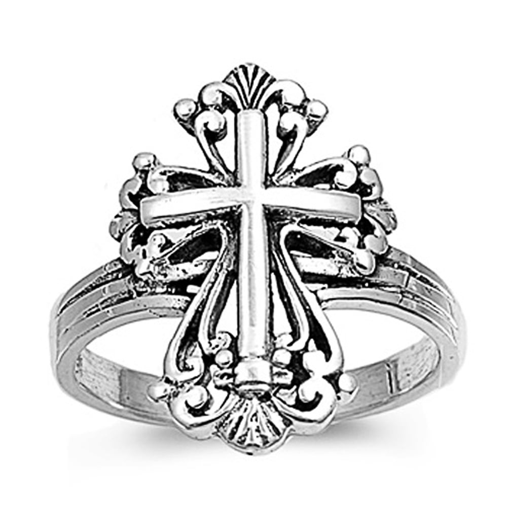 Sterling Silver Cross ring 21mm ( Size 4 to 10) - Walmart.com
