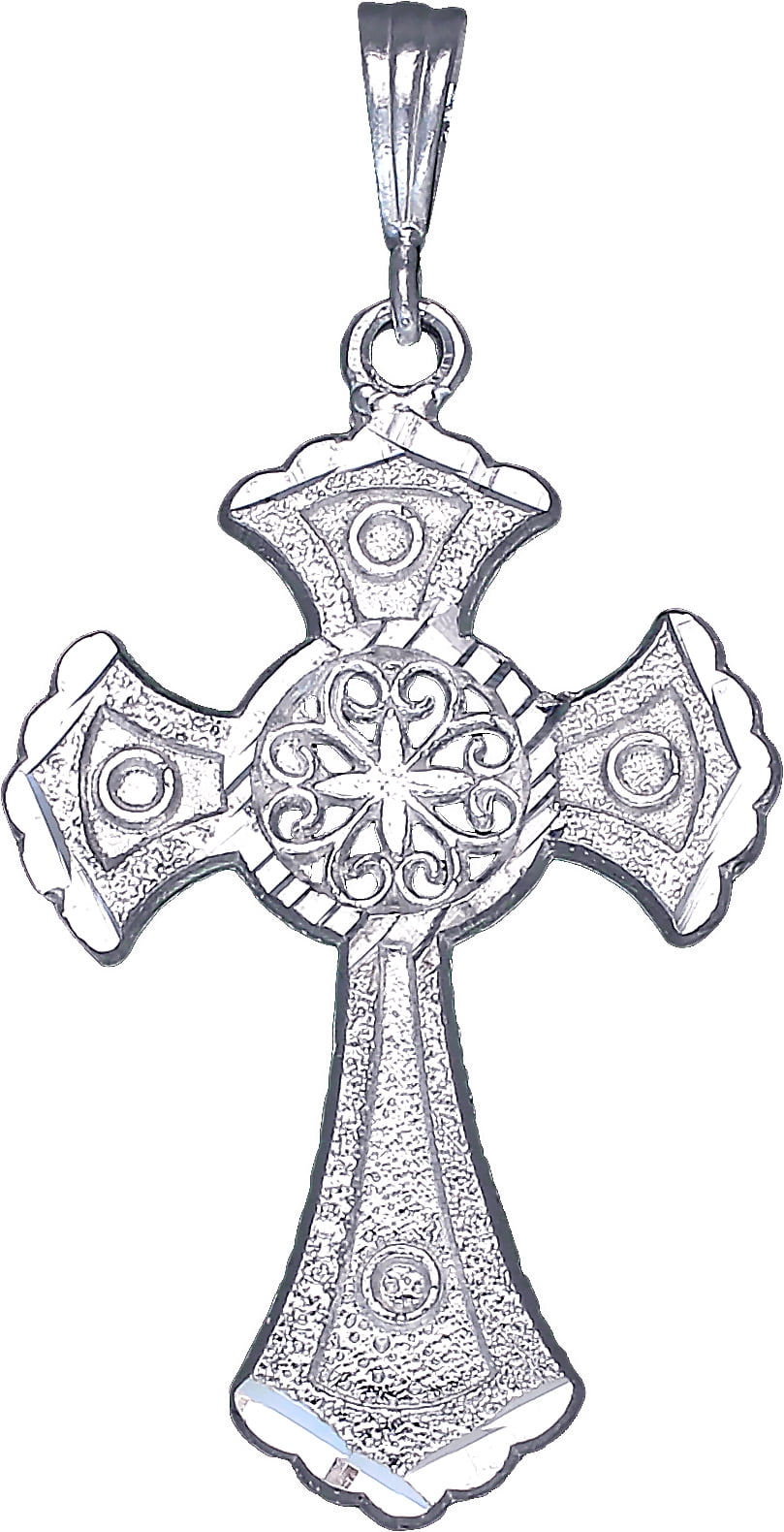 Sterling Silver Cross without Jesus Pendant Necklace with Diamond Cut ...