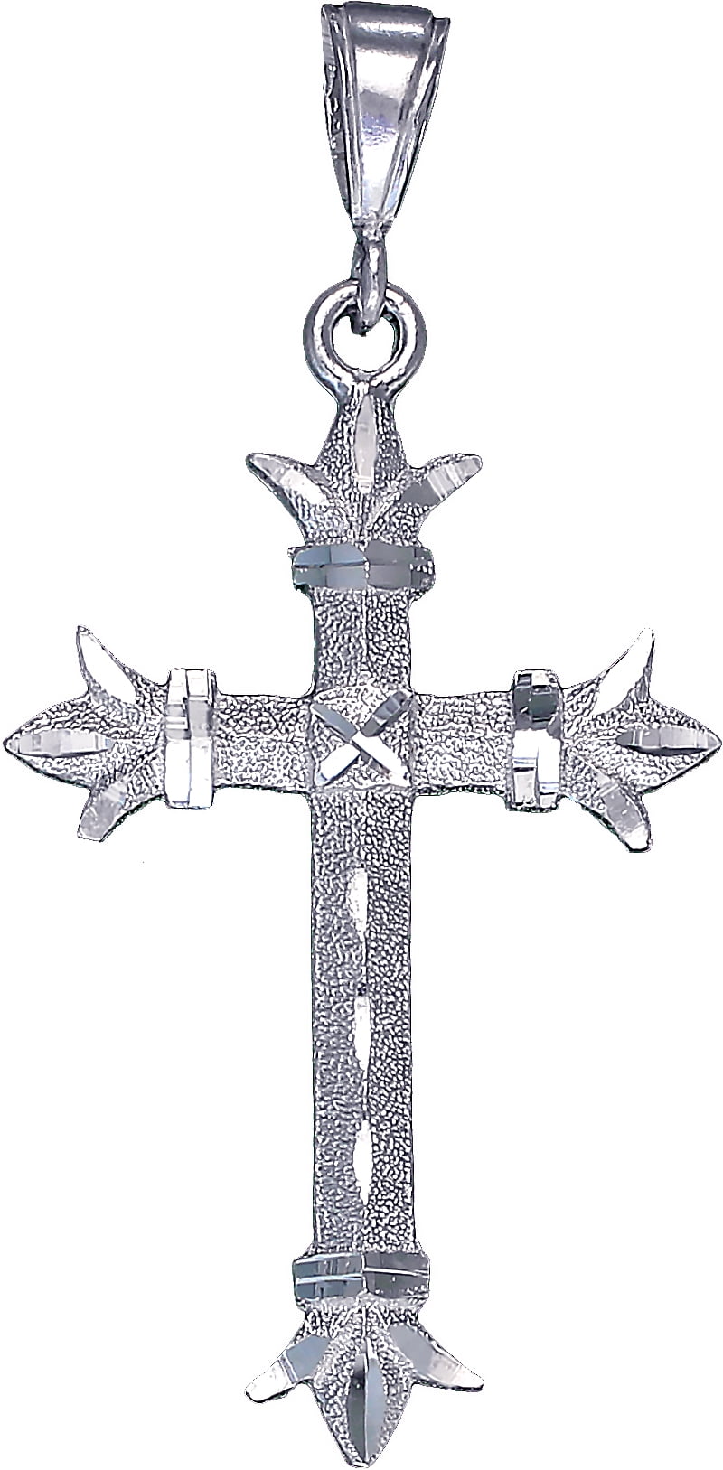 Sterling Silver Cross without Jesus Pendant Necklace with Diamond Cut ...