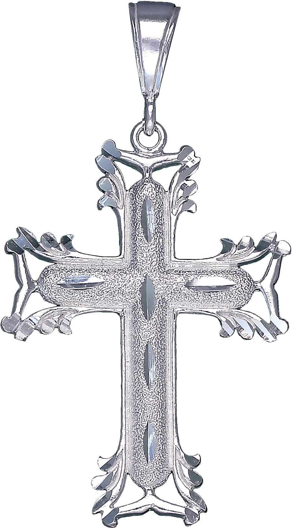 Sterling Silver Cross without Jesus Pendant Necklace with Diamond Cuts ...