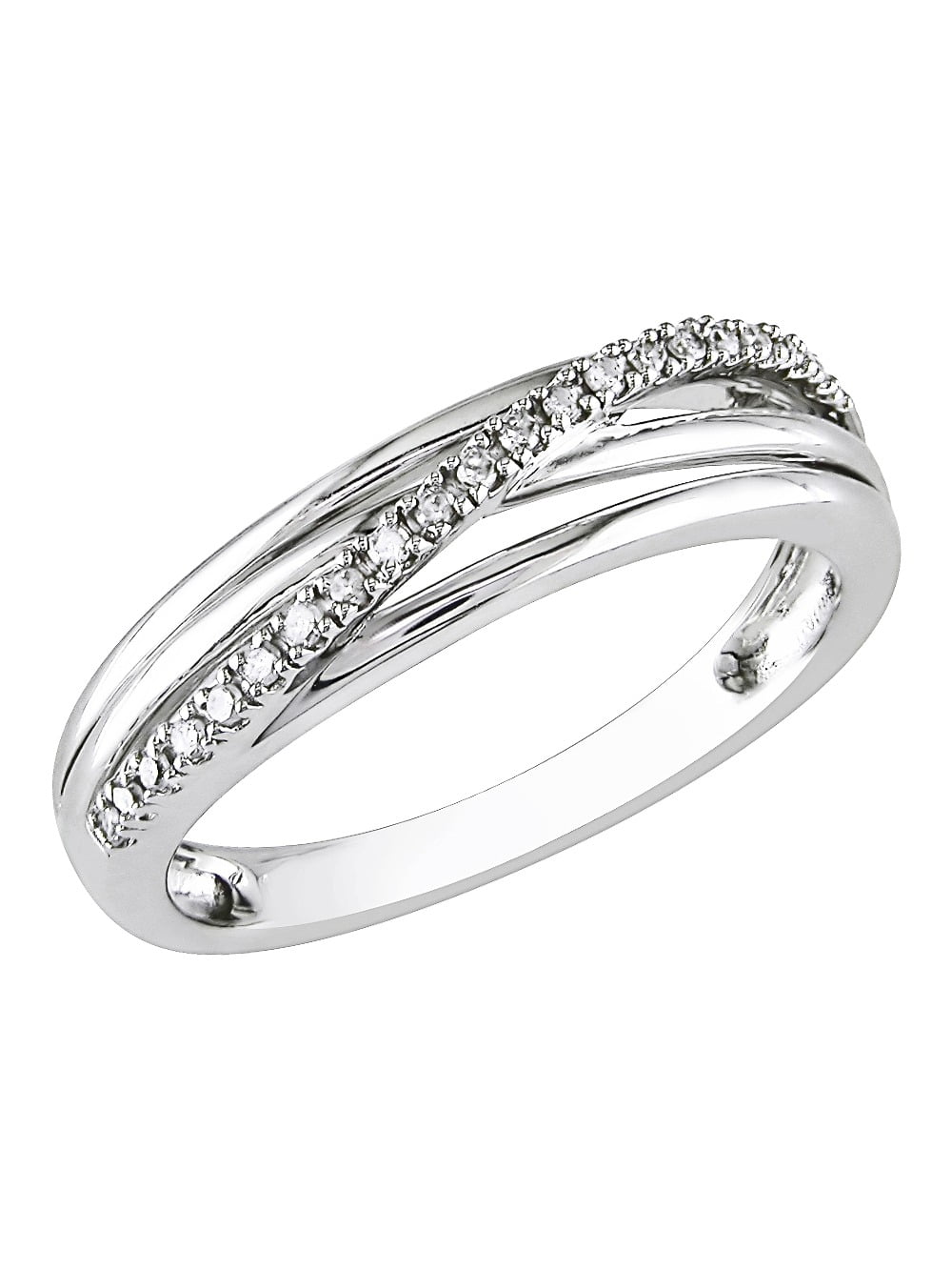 Gem & Harmony Sterling Silver Crossover Ring with Accent Diamonds for ...