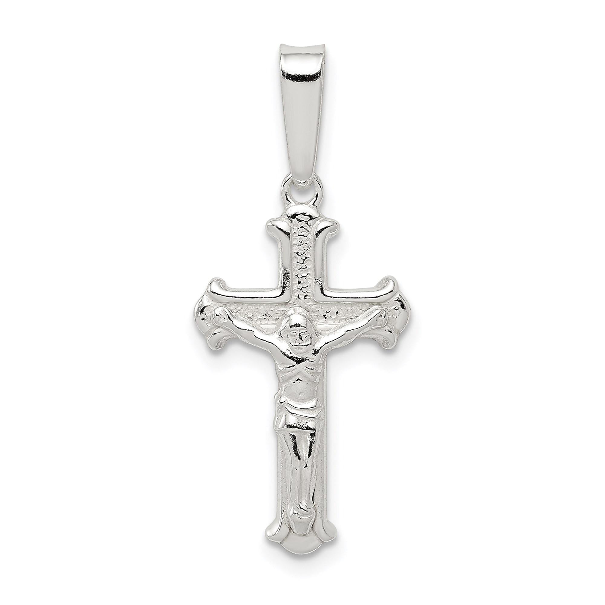 Sterling Silver Crucifix Cross Pendant Necklace for Men and Women with Jesus Figure Gothic ...