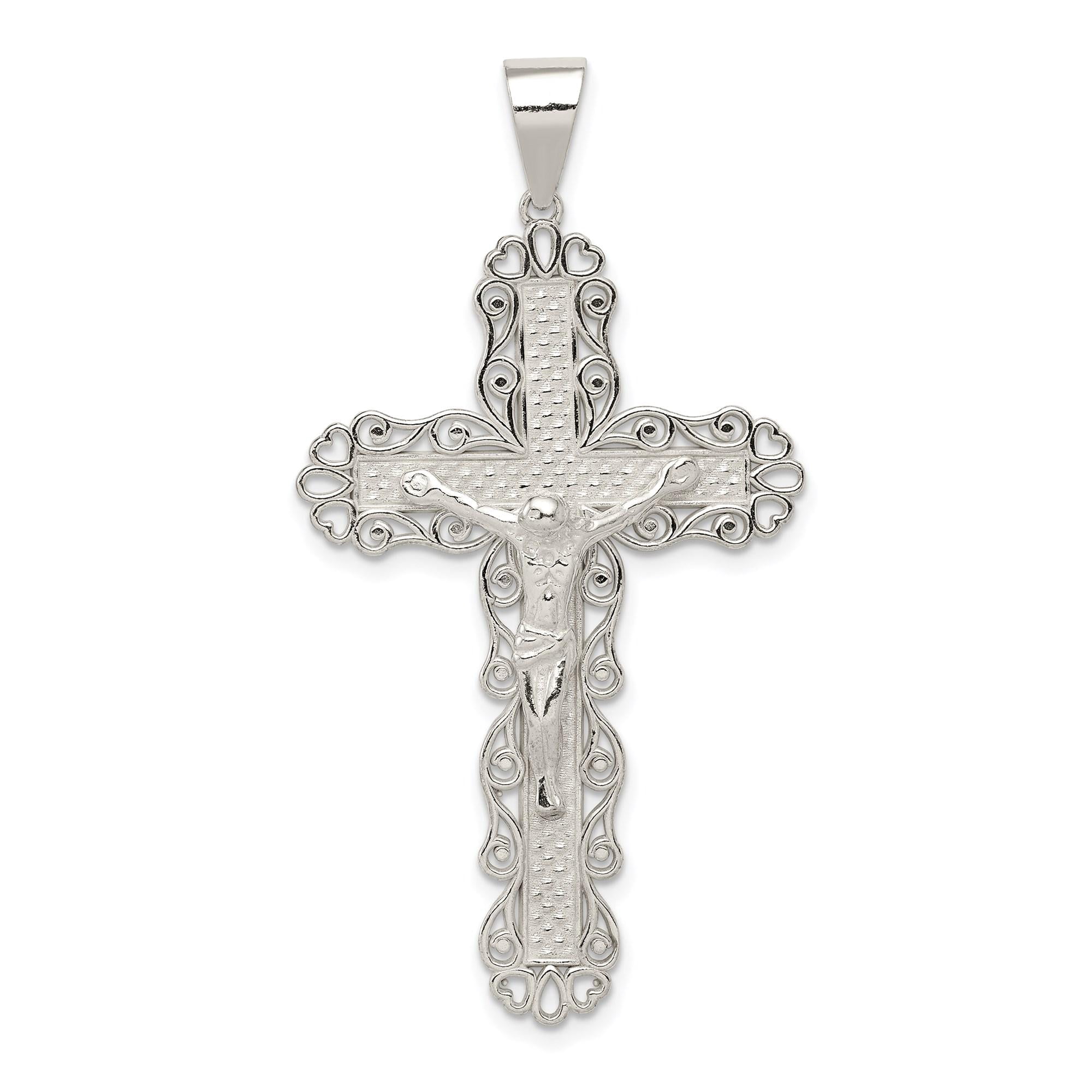 Sterling Silver Crucifix Cross Pendant for Men and Women with INRI ...