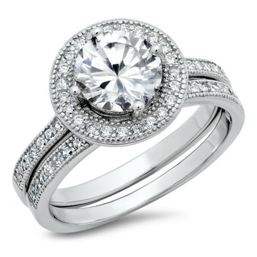 Sz 11 Sterling Silver 925 CZ Cubic Zirconia Infinity Wedding Engagement Ring Set - Walmart.com